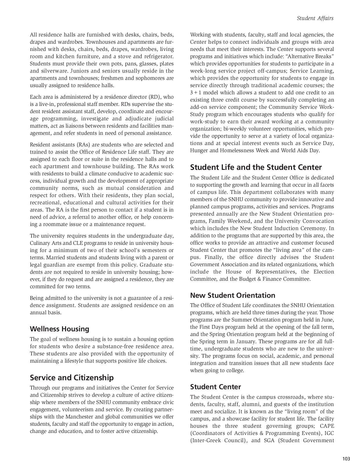 SNHU Undergraduate Catalog 2008-2009 by Southern New Hampshire ...