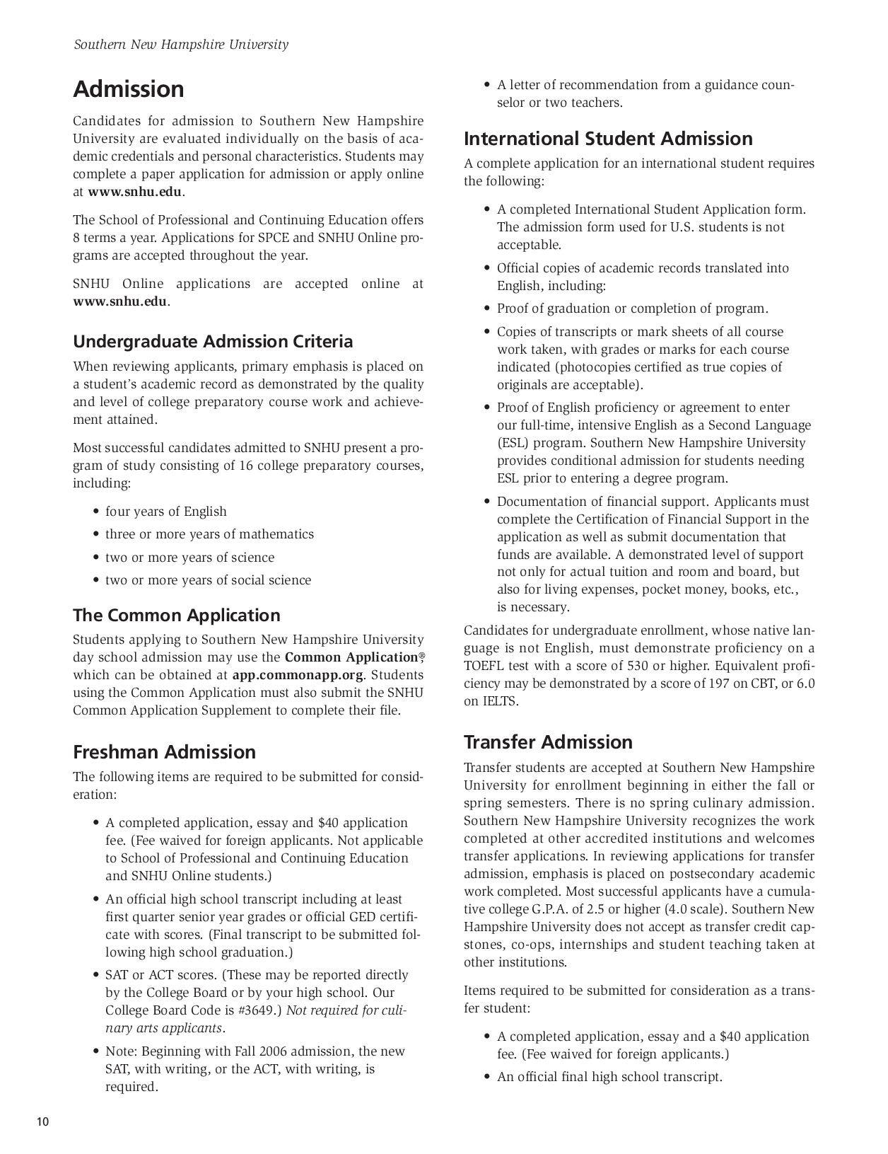SNHU Undergraduate Catalog 2008-2009 by Southern New Hampshire ...