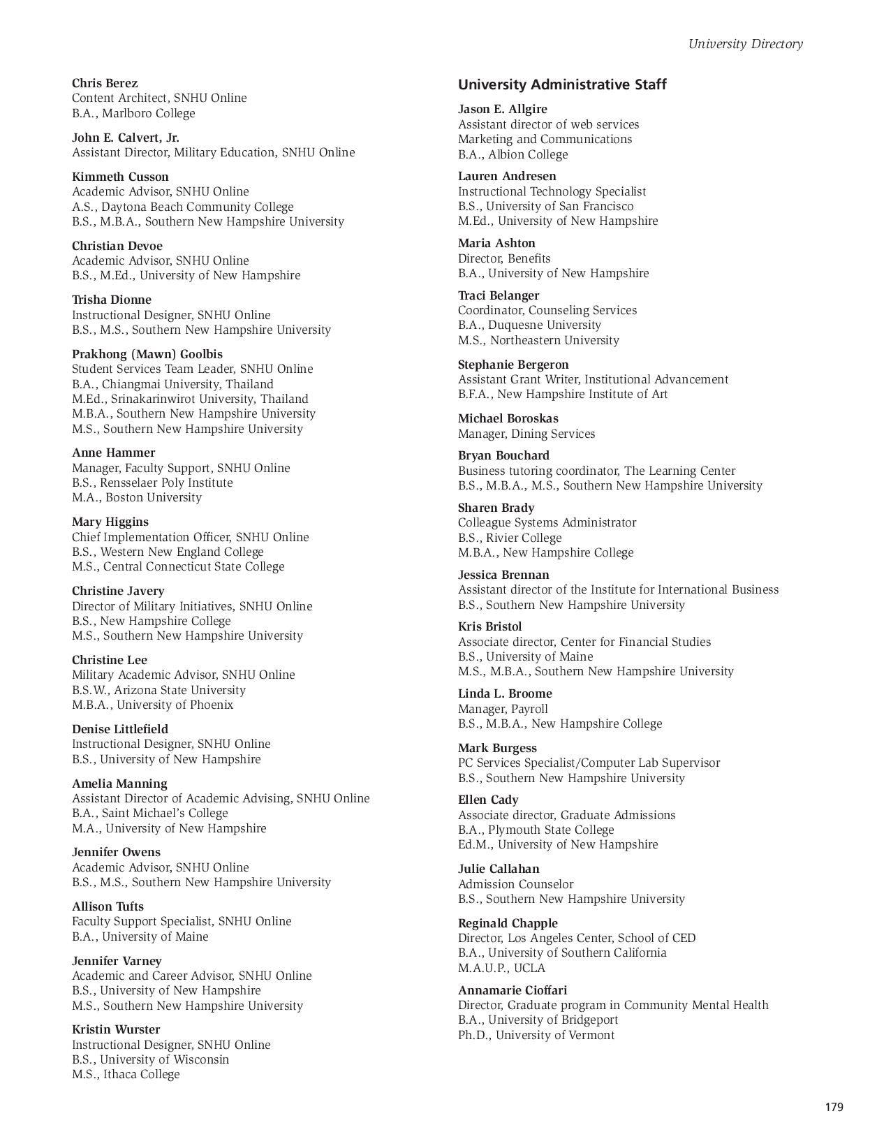 SNHU Undergraduate Catalog 2008-2009 by Southern New Hampshire ...