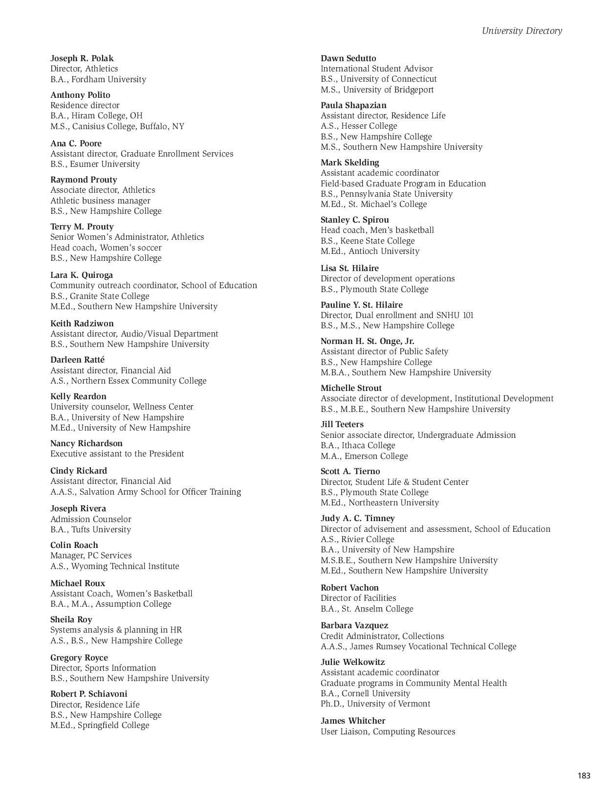 SNHU Undergraduate Catalog 2008-2009 by Southern New Hampshire ...