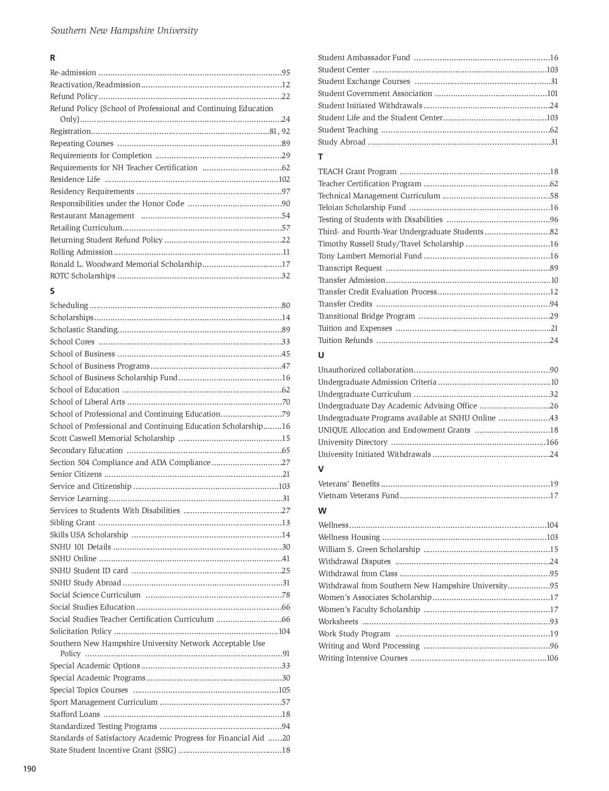 SNHU Undergraduate Catalog 2008-2009 by Southern New Hampshire ...