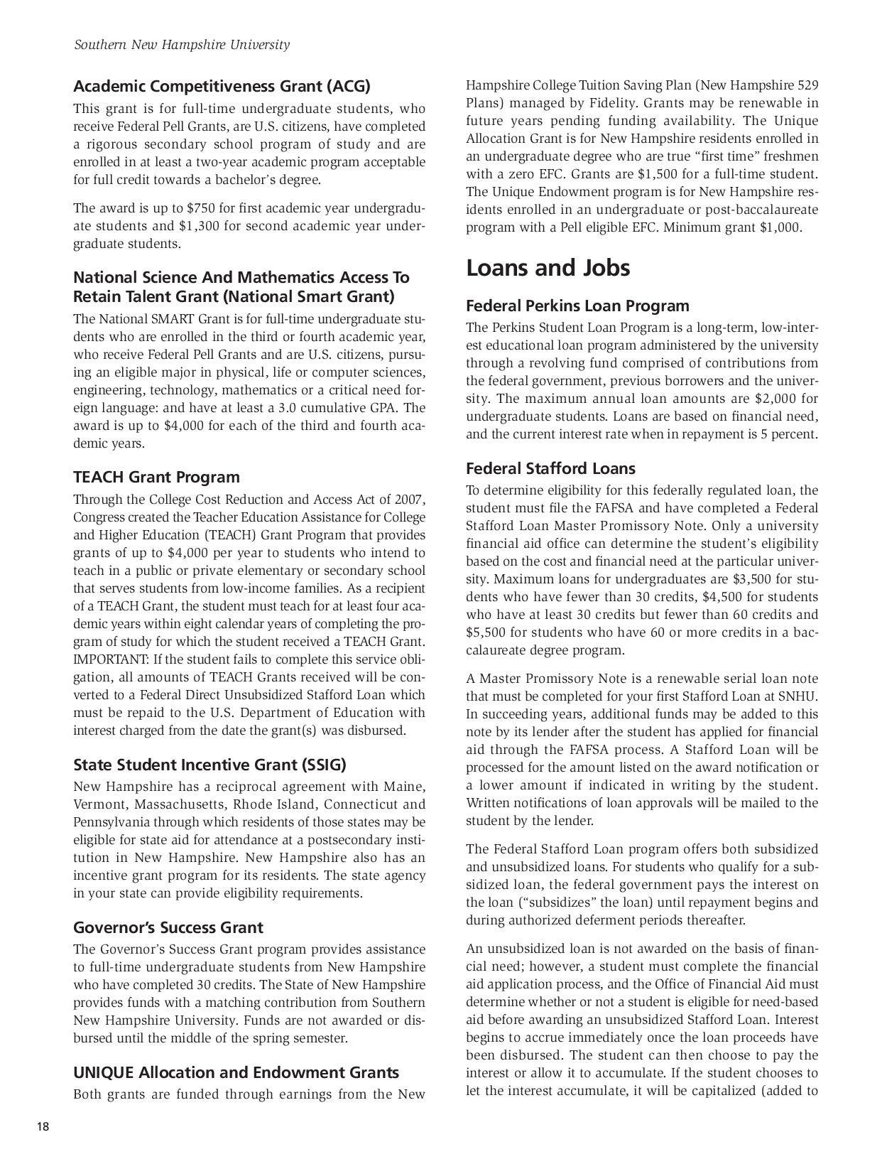 SNHU Undergraduate Catalog 2008-2009 by Southern New Hampshire ...