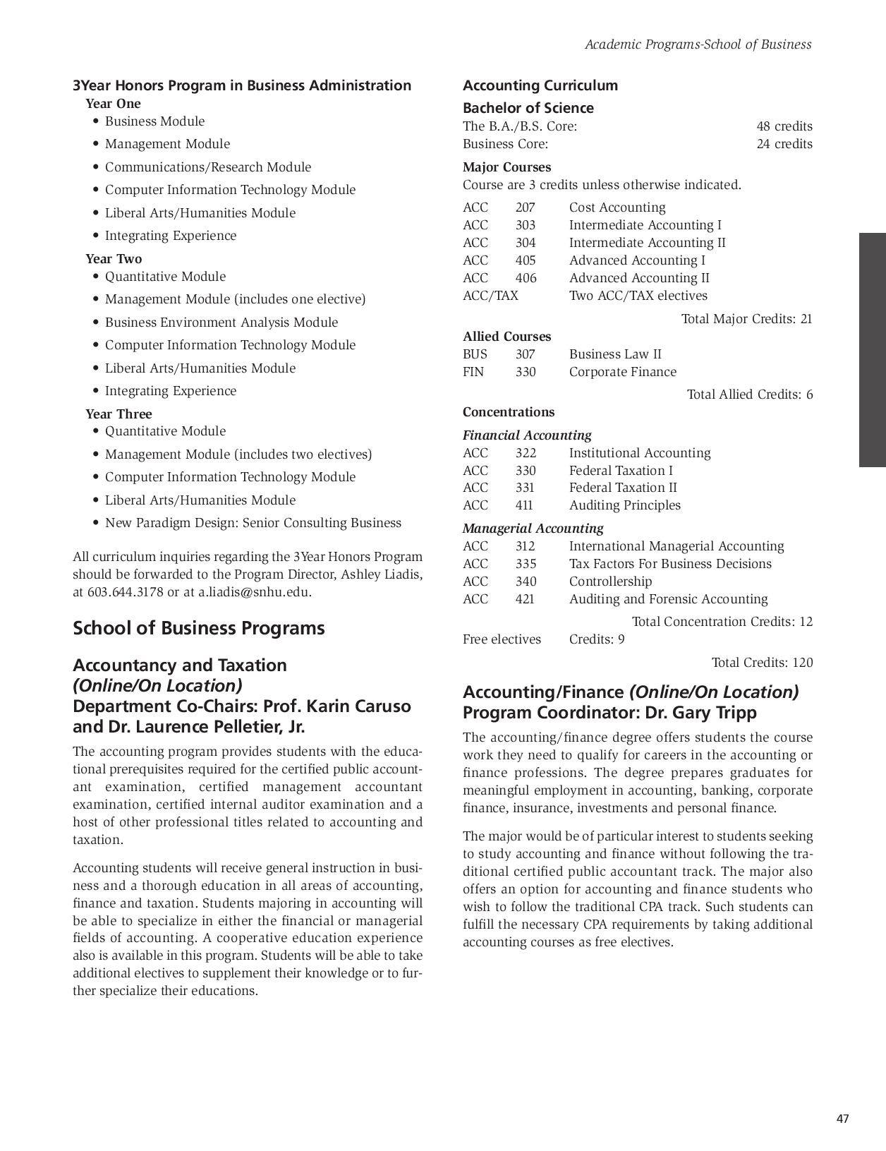 SNHU Undergraduate Catalog 2008-2009 by Southern New Hampshire ...