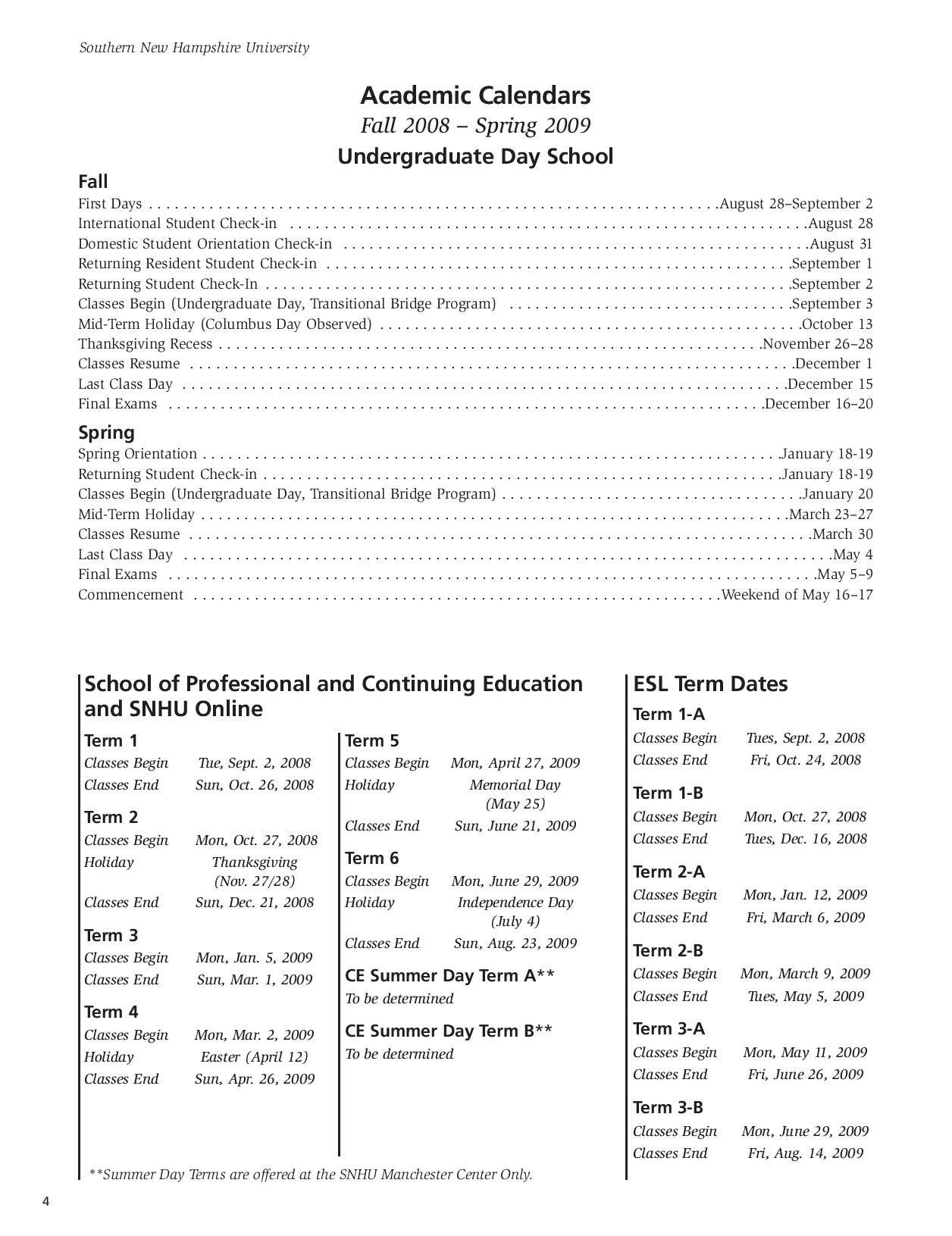 SNHU Undergraduate Catalog 2008-2009 by Southern New Hampshire ...