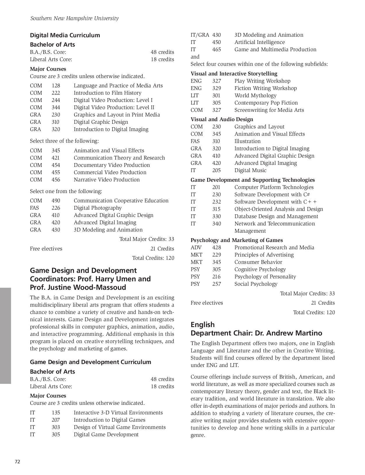 SNHU Undergraduate Catalog 2008-2009 by Southern New Hampshire ...