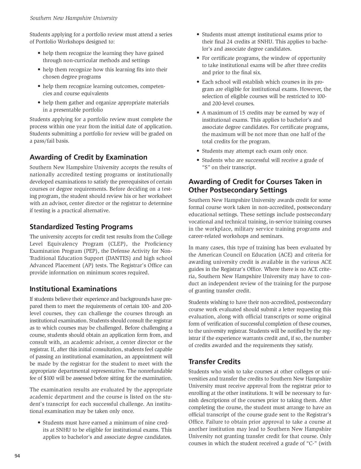 SNHU Undergraduate Catalog 2008-2009 by Southern New Hampshire ...