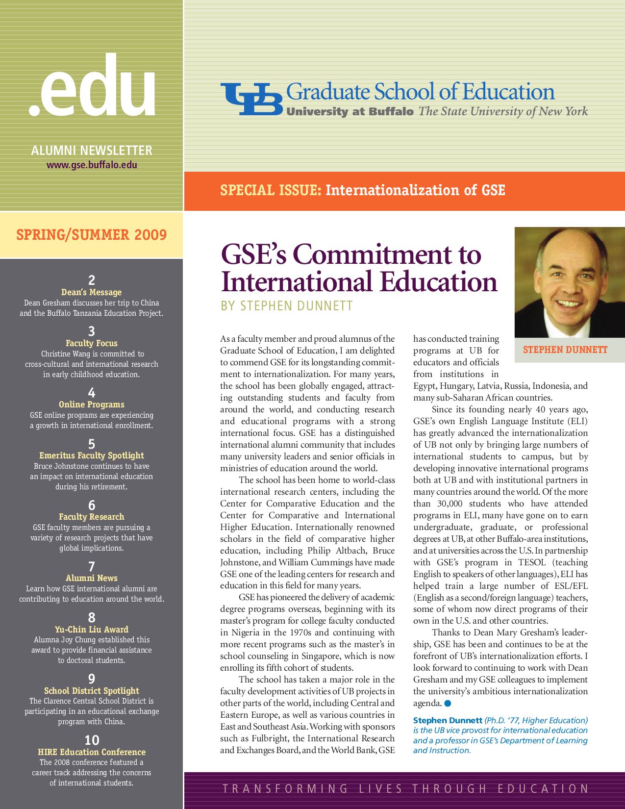 GSE .edu Alumni Newsletter - Spring/Summer 2009 by UB GSE | Education ...