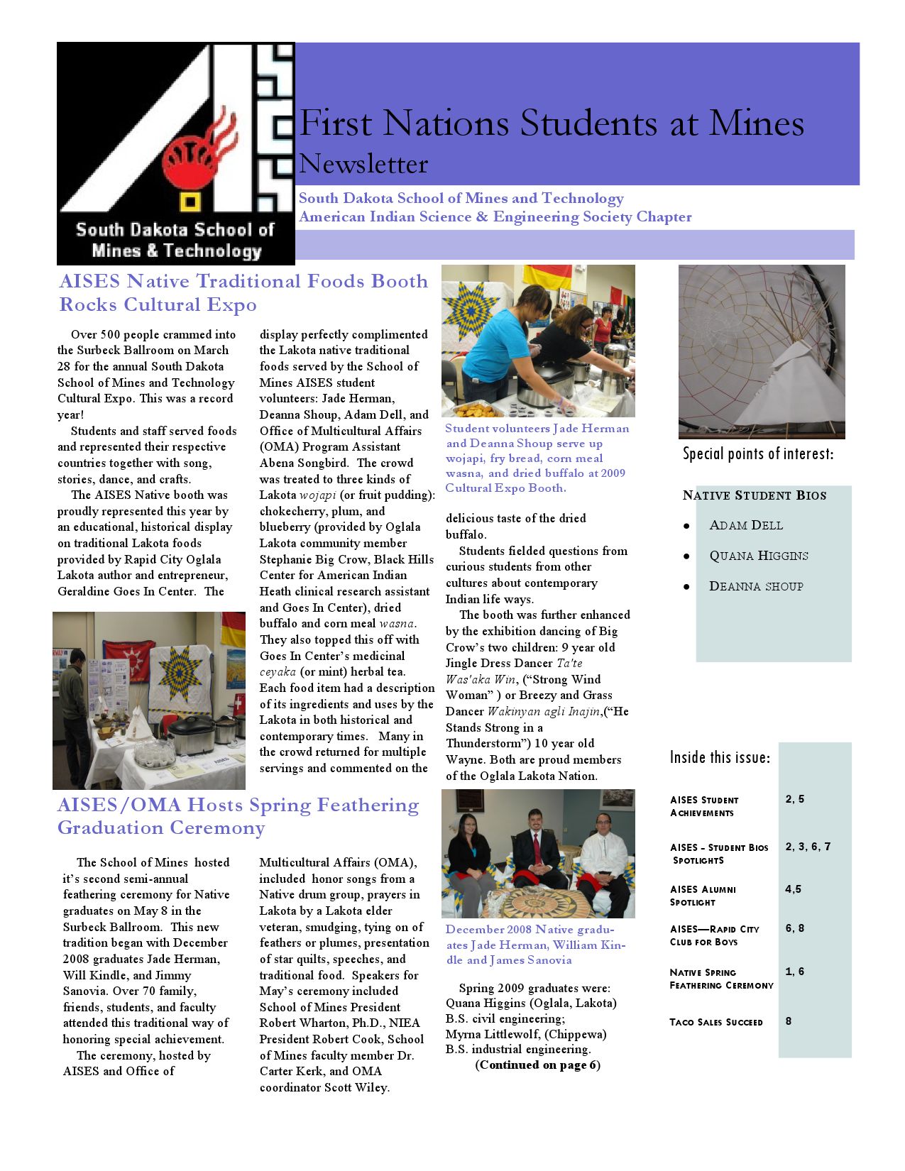 SDSMT First Nations Students at Mines Newsletter by South Dakota School ...