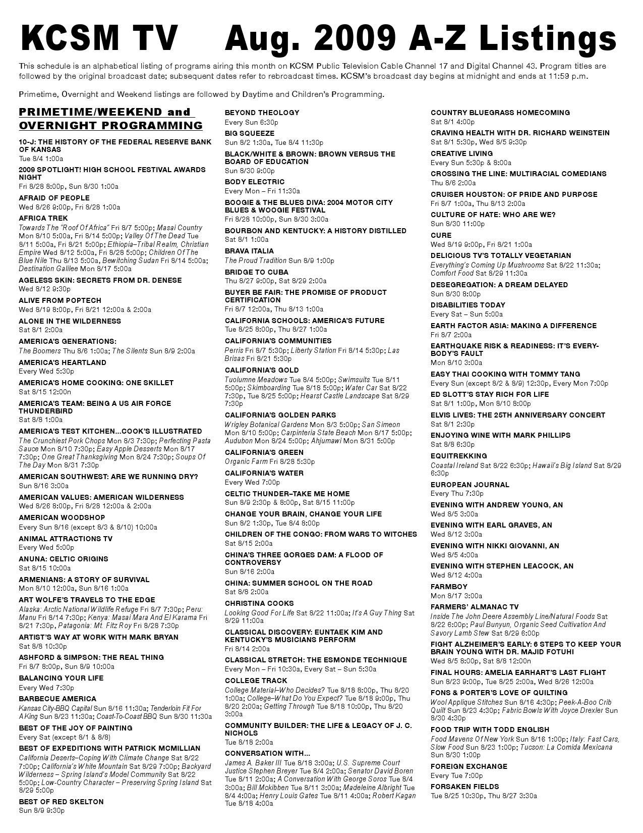 August 2009 A-Z listings by KCSM-FM Jazz 91 - Issuu