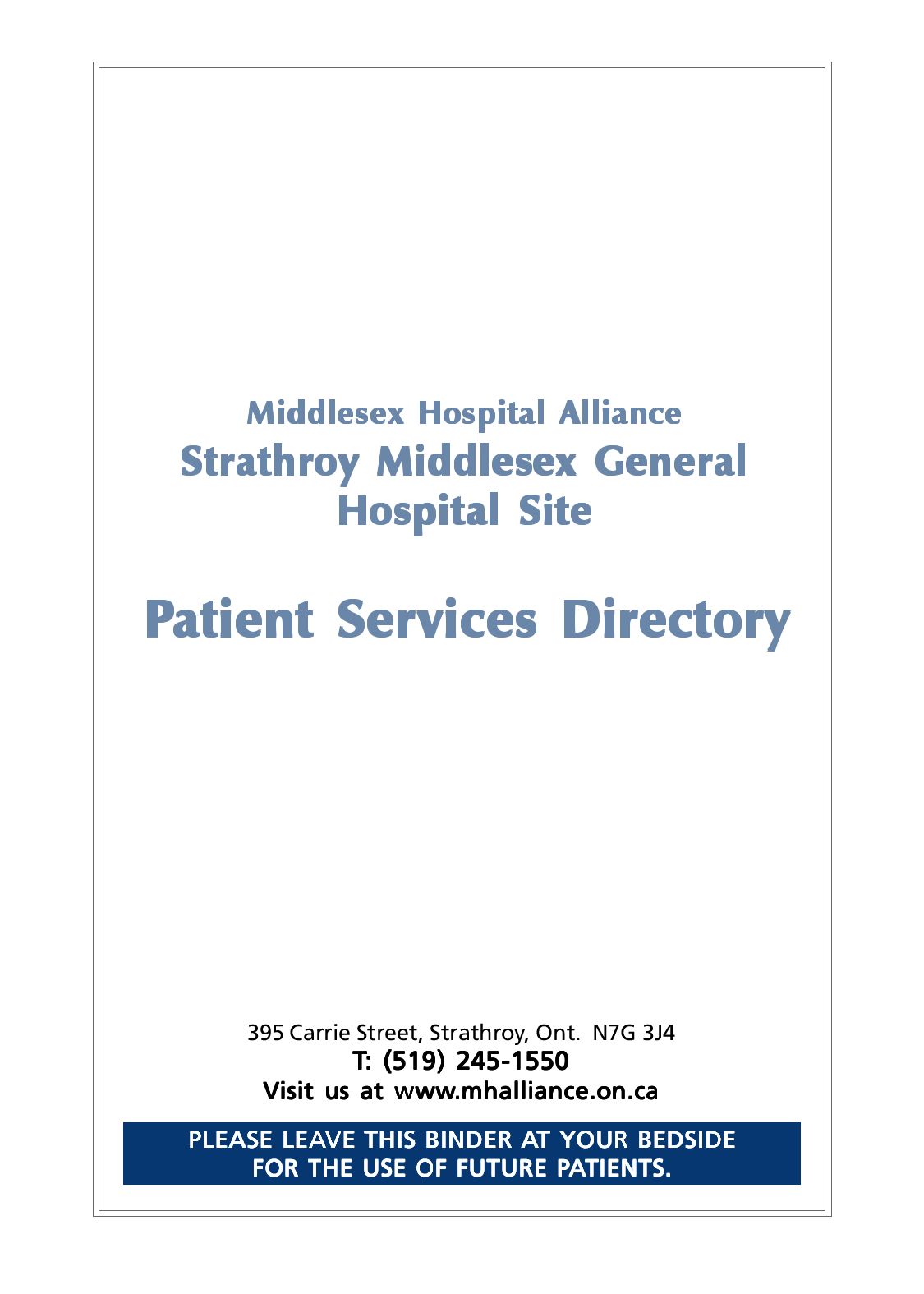 Strathroy Middlesex General Hospital Site Patient Services Directory by ...