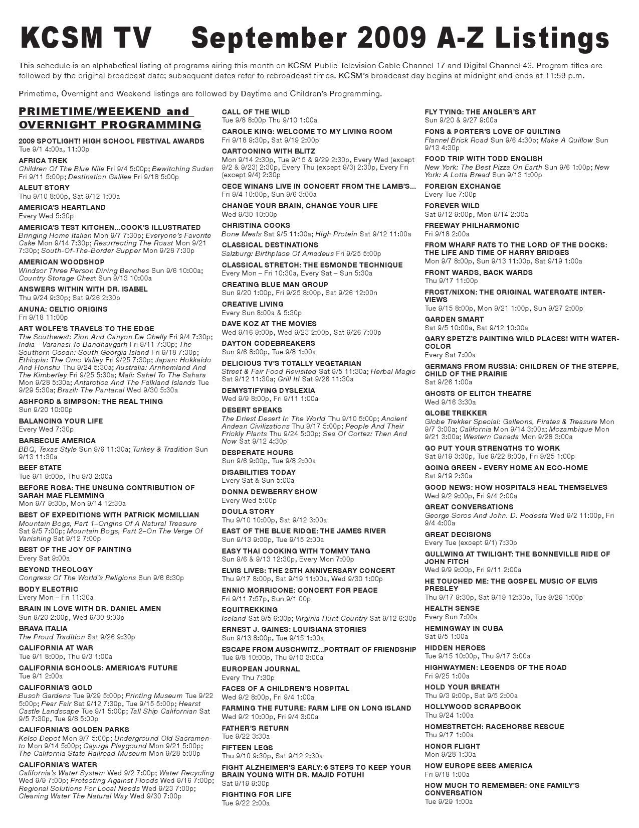 Sep. 2009 A-Z Listings by KCSM-FM Jazz 91 - Issuu