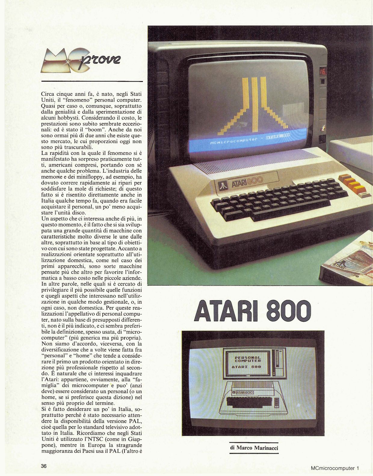 MCmicrocomputer n.1 - La prova dell'Atari 800 by Marco Marinacci - Issuu