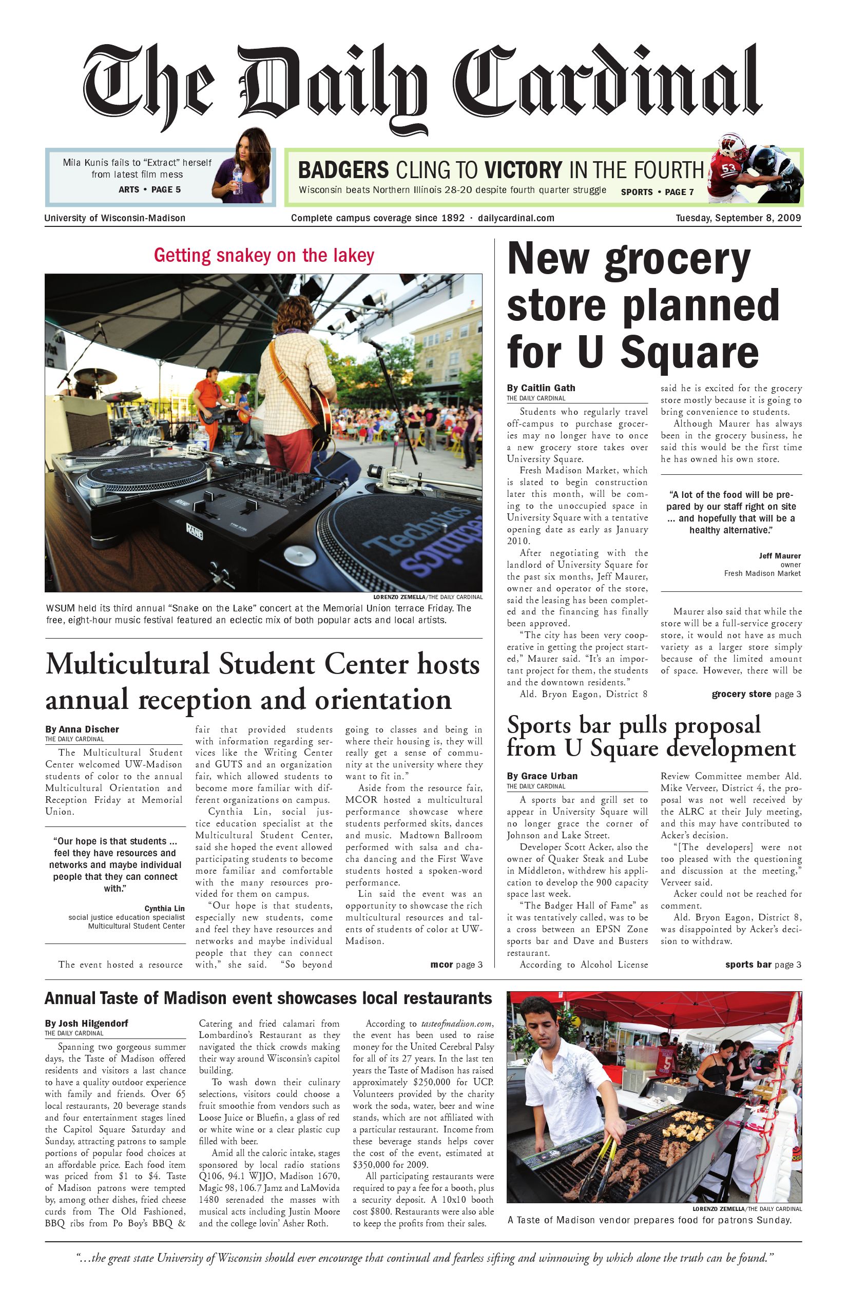 9-8-09 Daily Cardinal Print Edition by The Daily Cardinal - Issuu