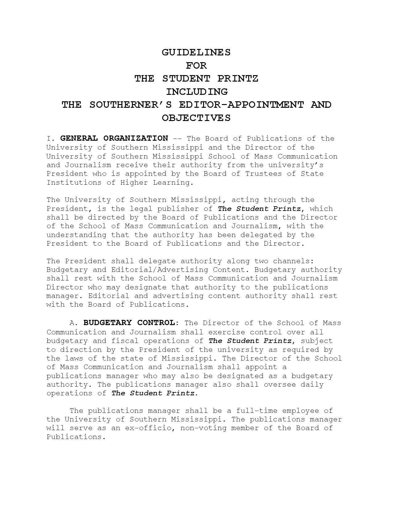 The Student Printz Publication Board Guidelines by The Student Printz ...