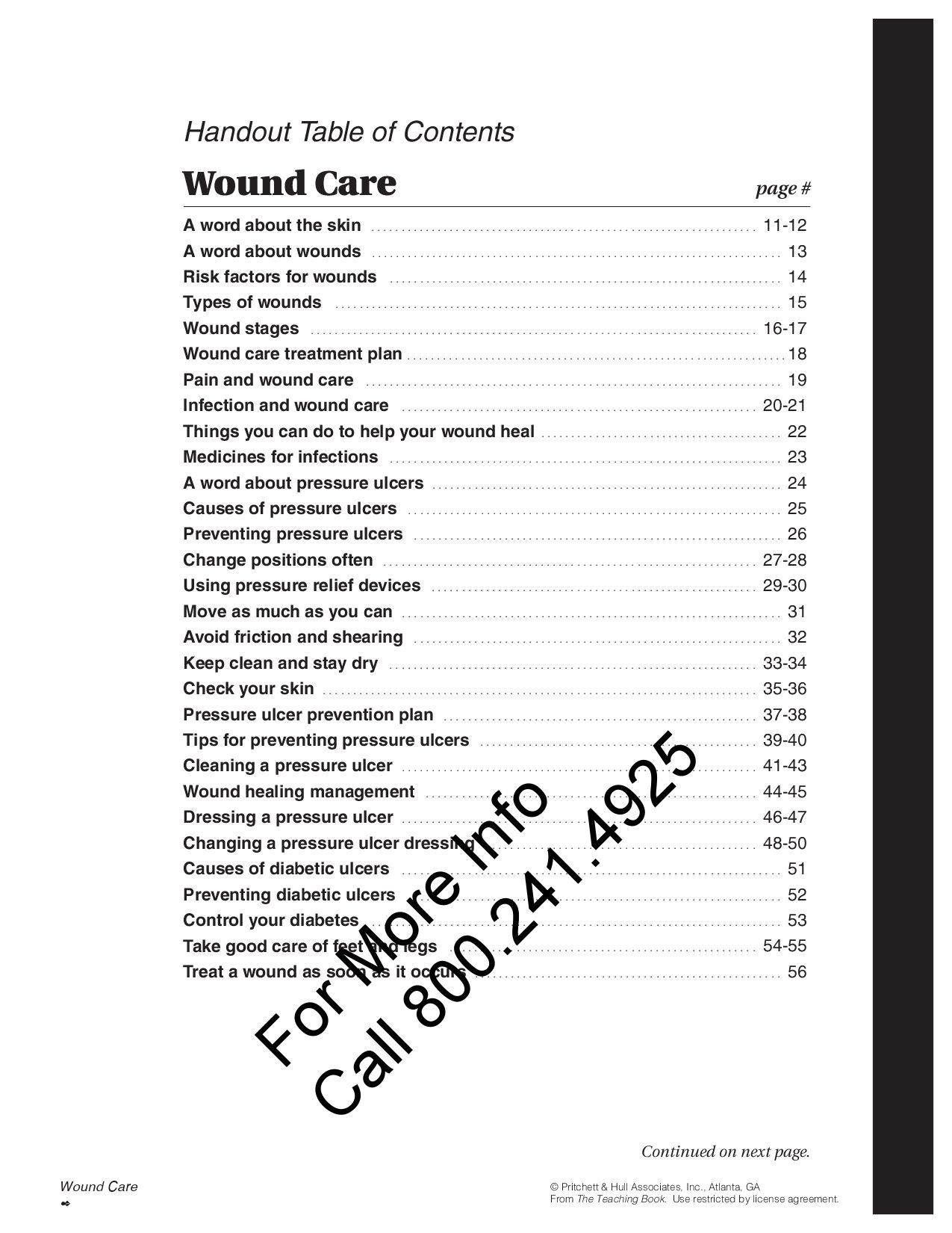 Teaching Book Wound Care Section by Pritchett & Hull Associates, Inc ...