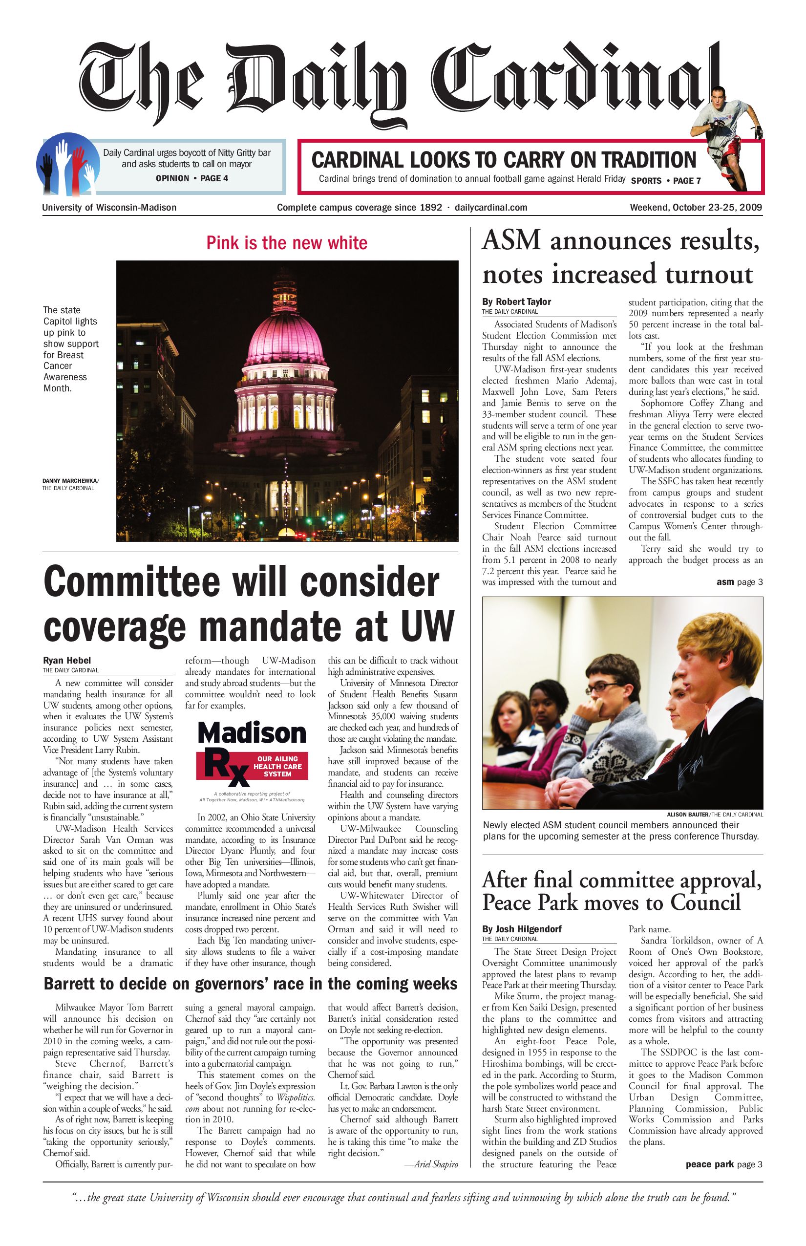 The Daily Cardinal - Weekend, October 23-25, 2009 by The Daily Cardinal ...