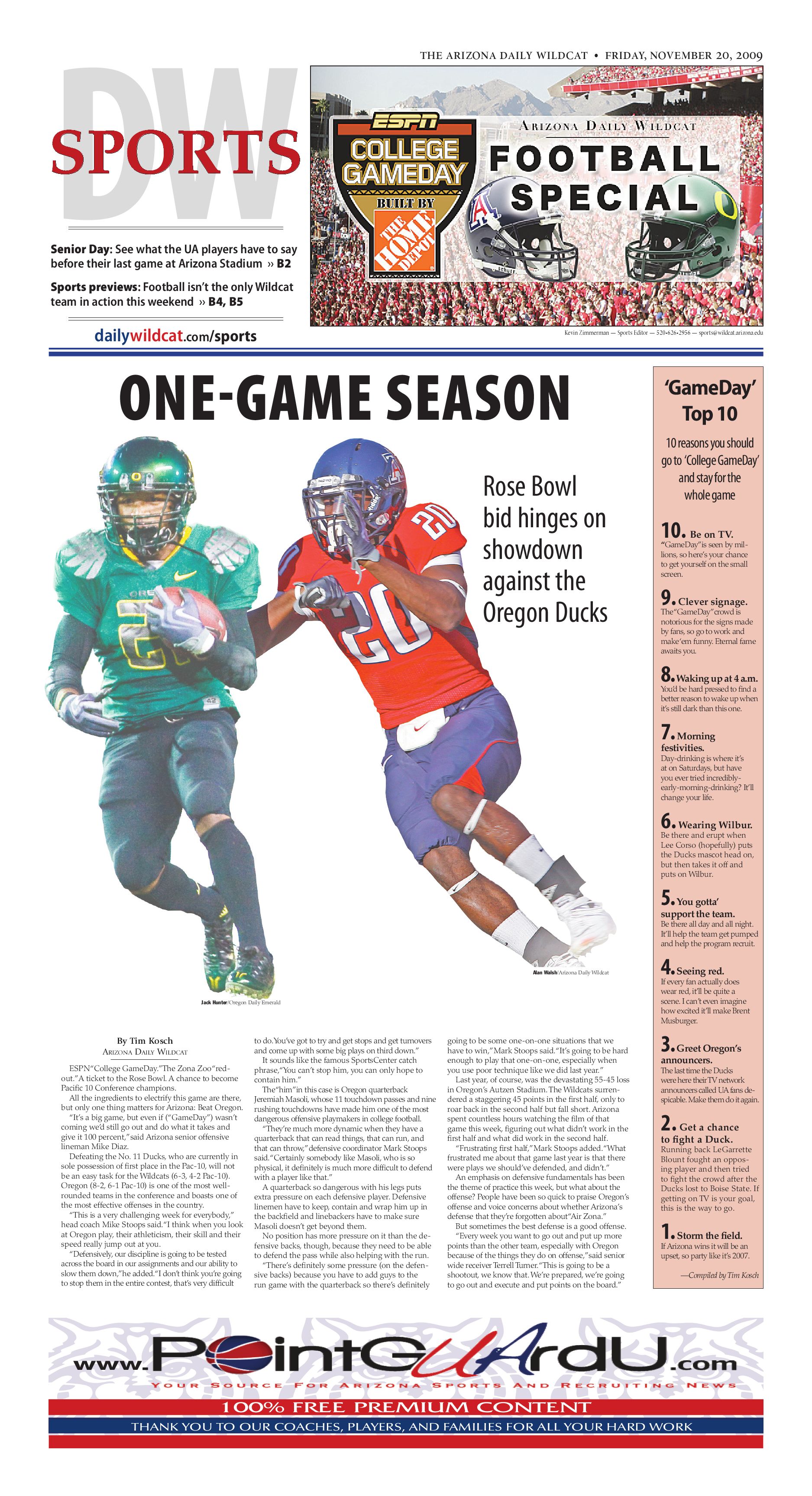 Arizona Daily Wildcat - Nov. 20 - Sports by Arizona Daily Wildcat - Issuu