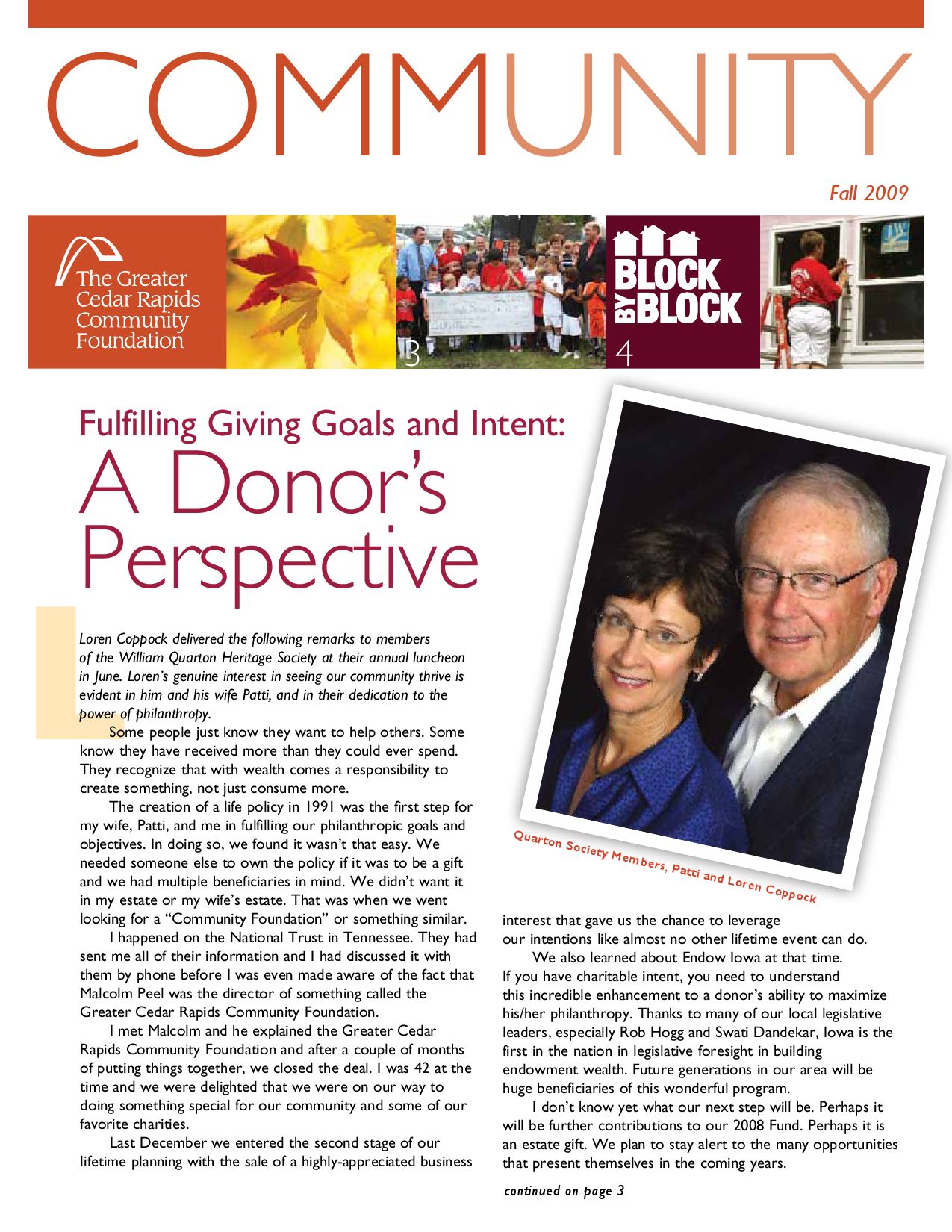 Fall 2009 Greater Cedar Rapids Community Foundation Newsletter by ...