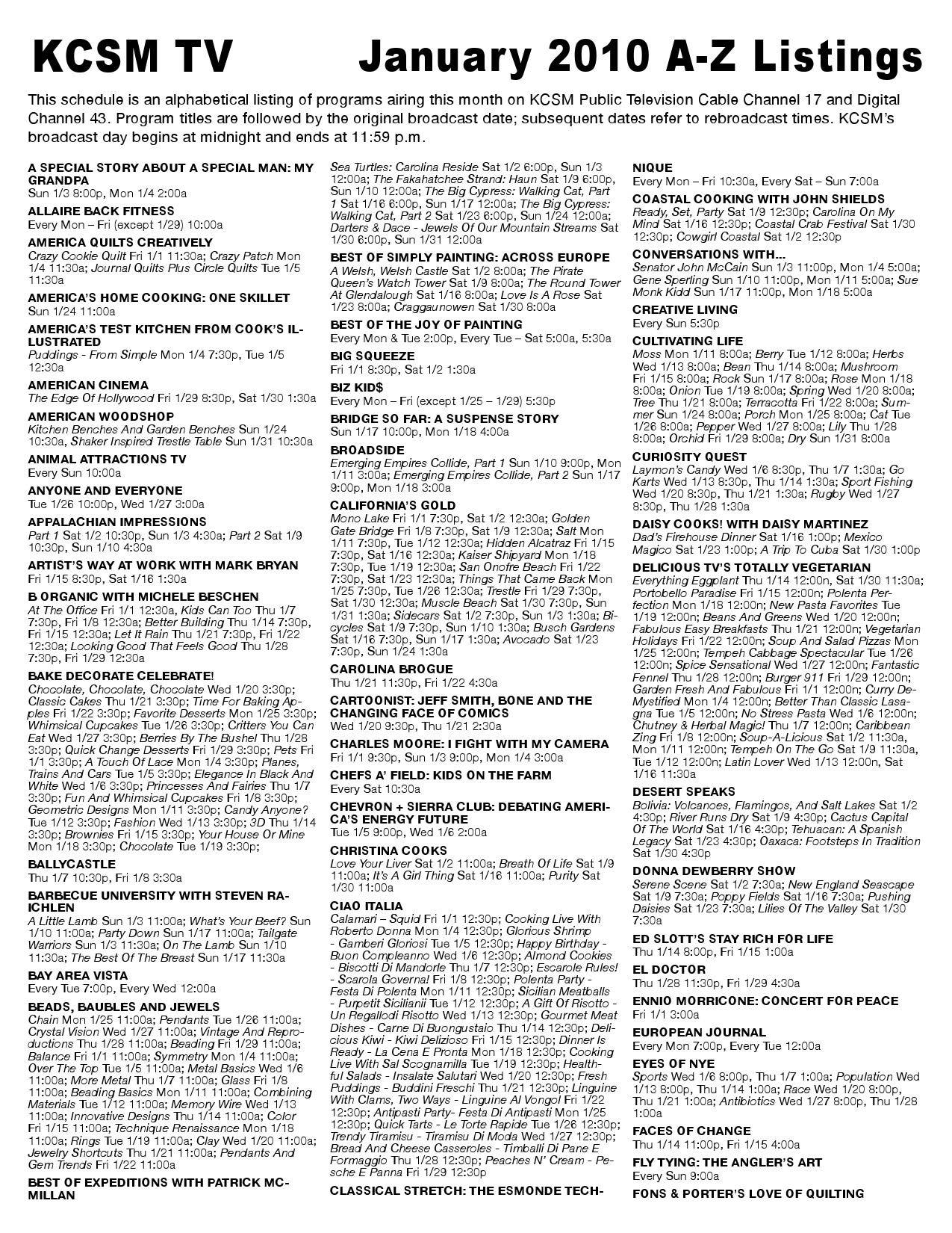 January 2010 A-Z Listings by KCSM-FM Jazz 91 - Issuu