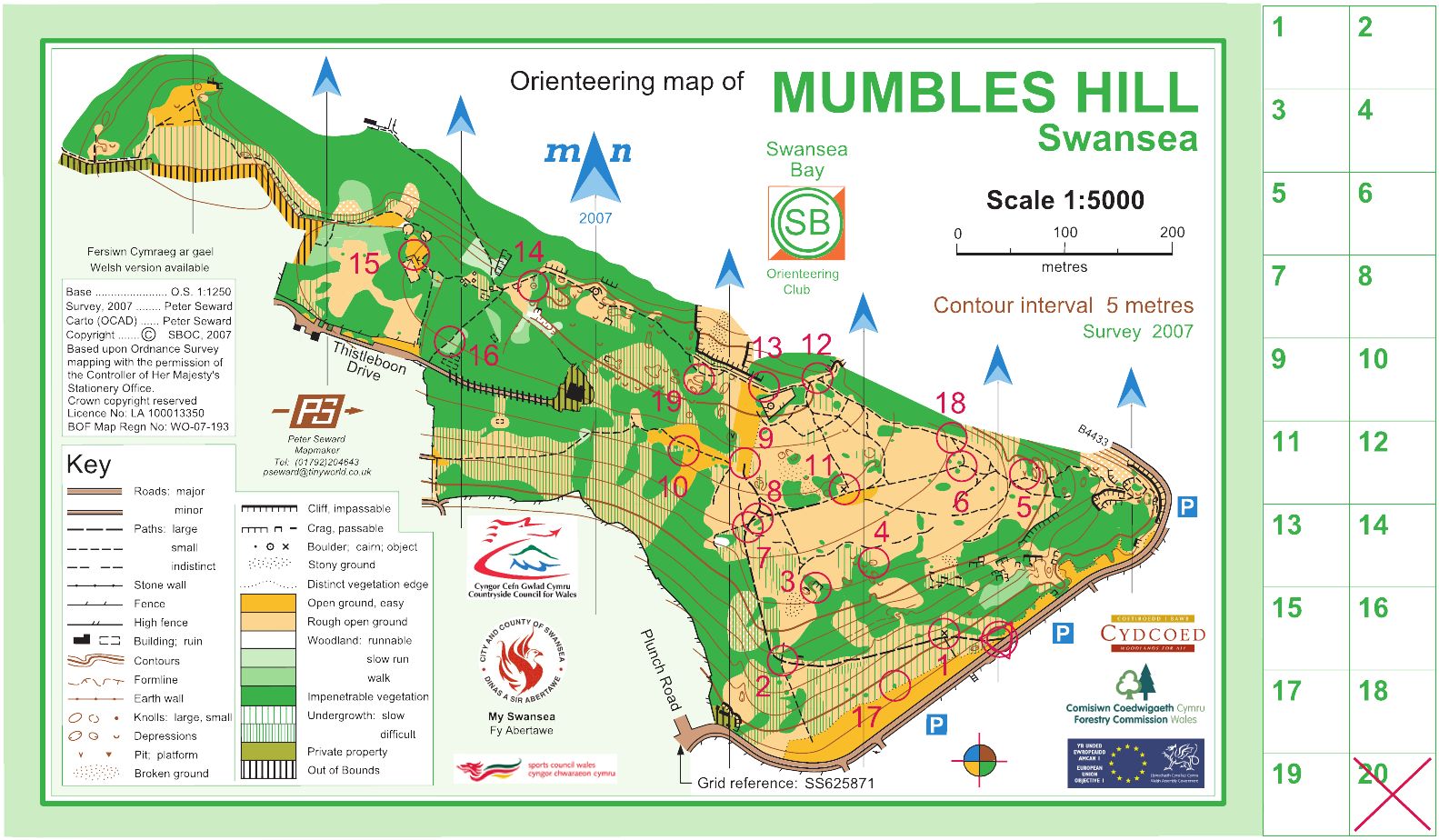 Map of Mumbles Hill orienteering course by City and County of Swansea ...