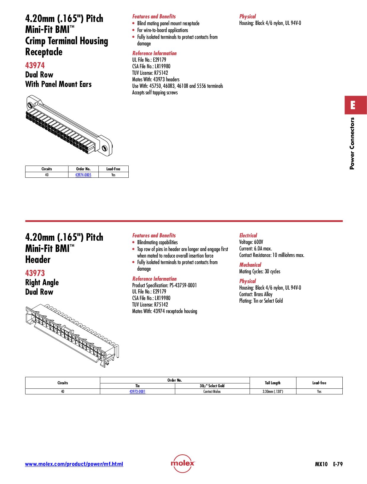 Molex MX10 Catalog Section E Power Connectors by Molex - Issuu