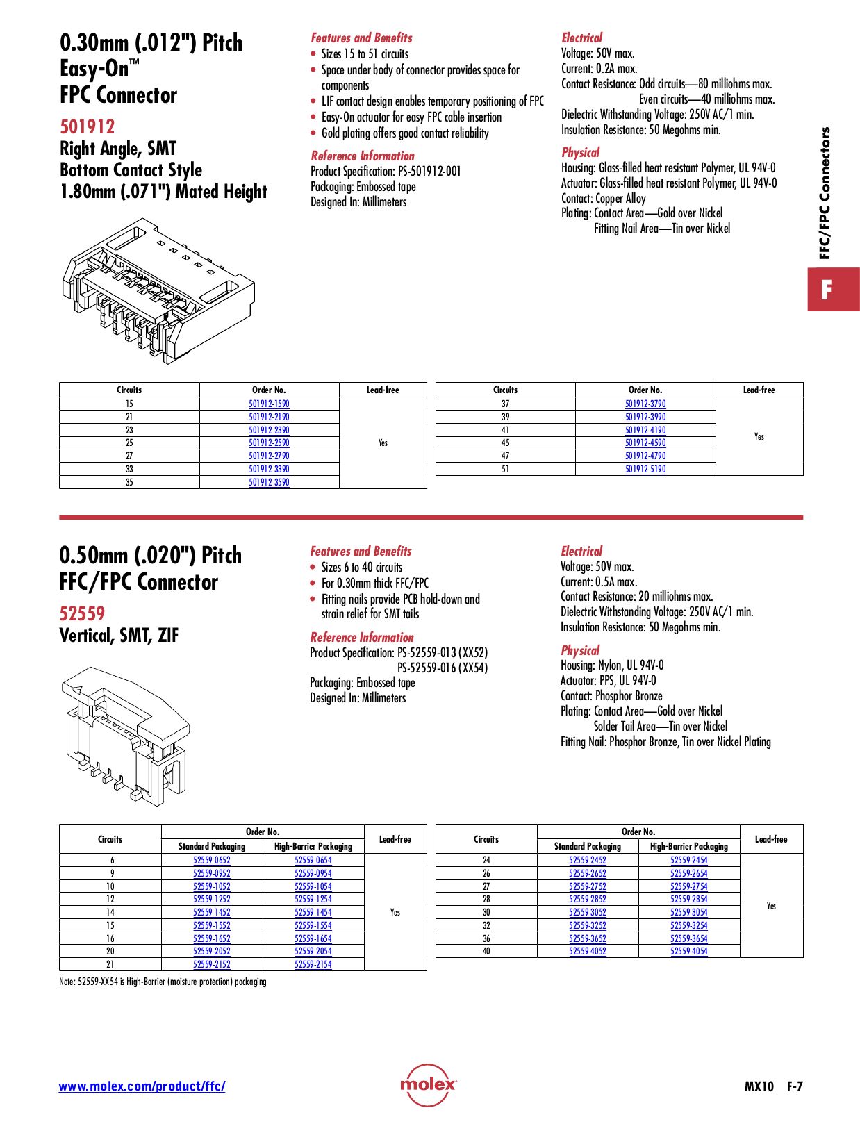 Molex MX10 Catalog Section F FFC/FPC Connectors by Molex - Issuu
