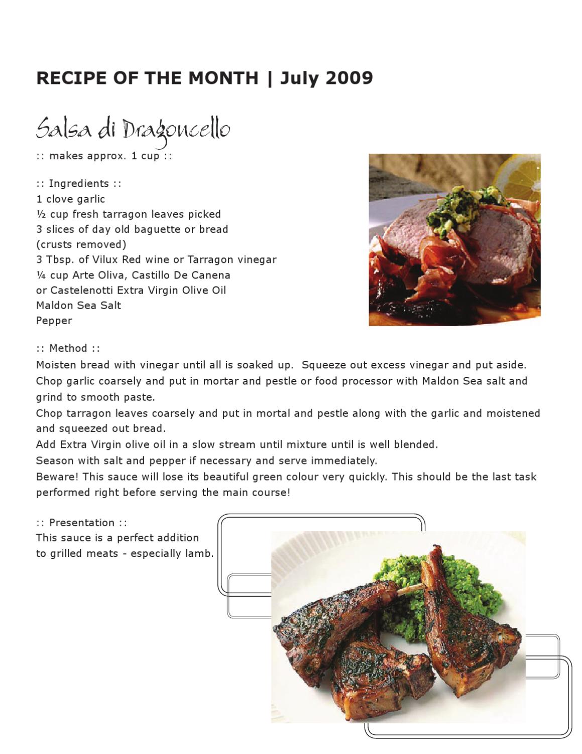 Recipe :: Salsa di Dragoncello by Qualifirst Foods - Issuu