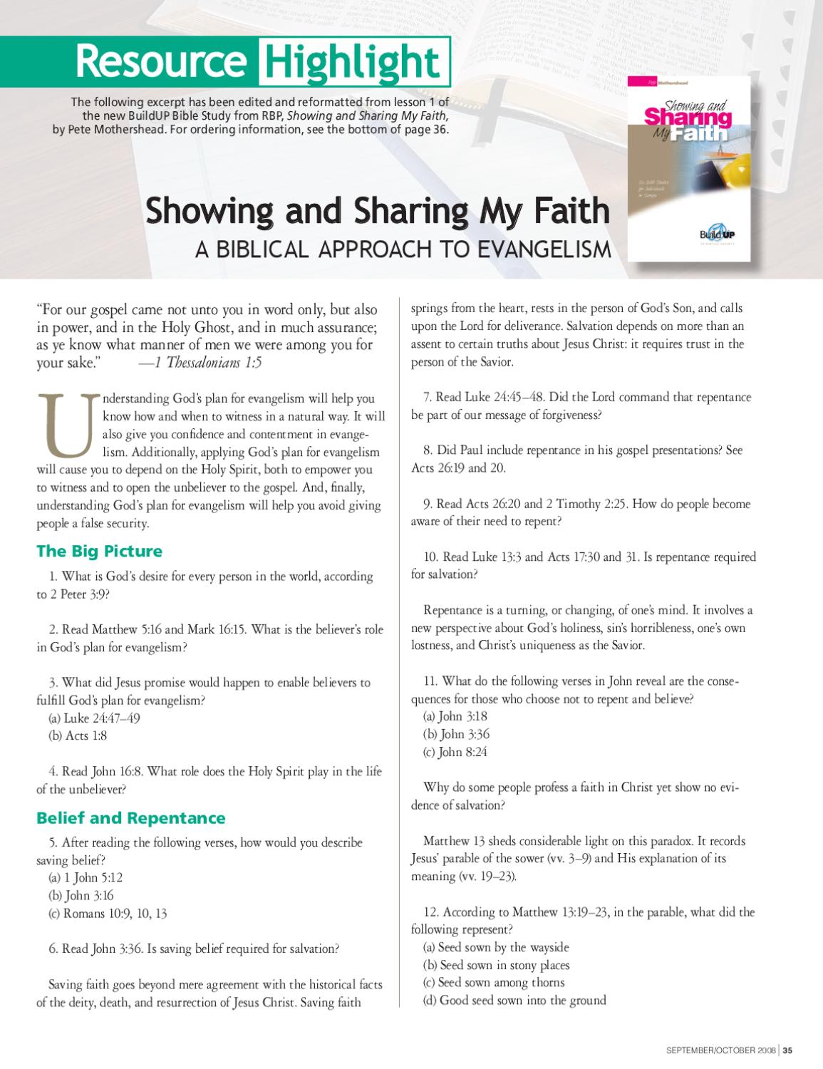 Baptist Bulletin | Resource Highlight | Showing and Sharing My Faith by Regular Baptist Press ...