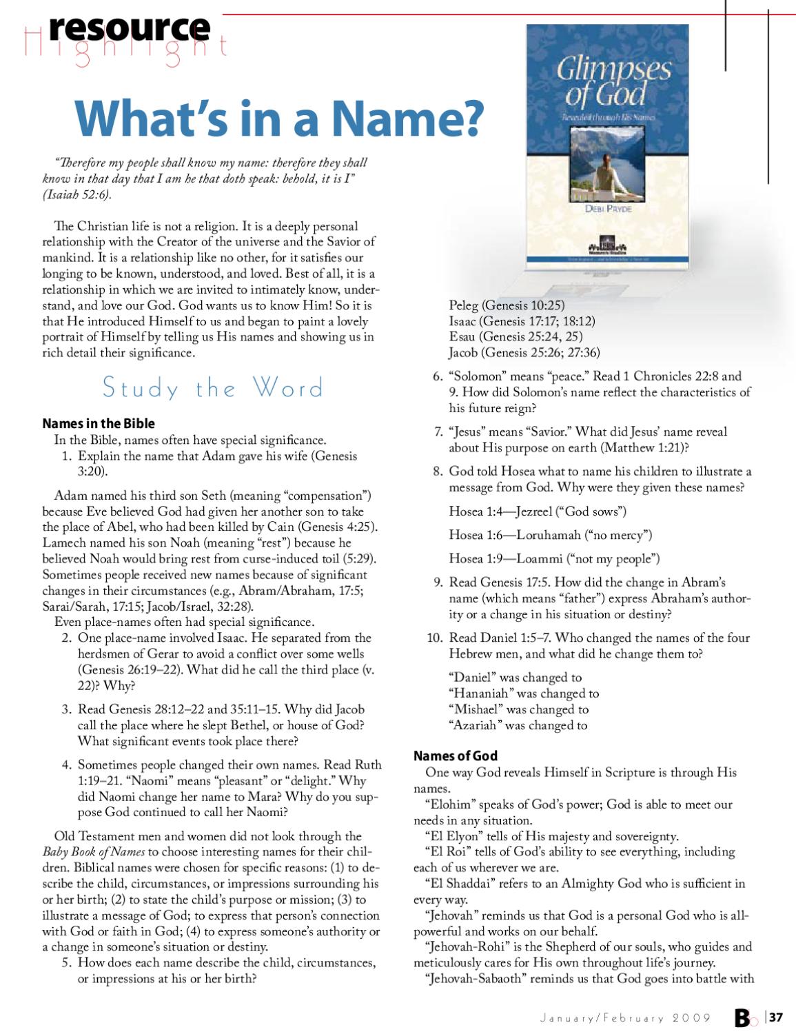 Baptist Bulletin | Resource Highlight | Glimpses of God Bible Study by Regular Baptist Press - Issuu