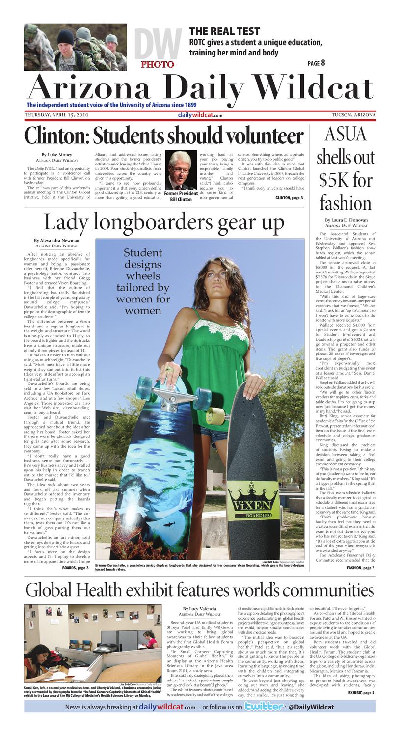 Arizona Daily Wildcat — April 15, 2010 by Arizona Daily Wildcat - Issuu