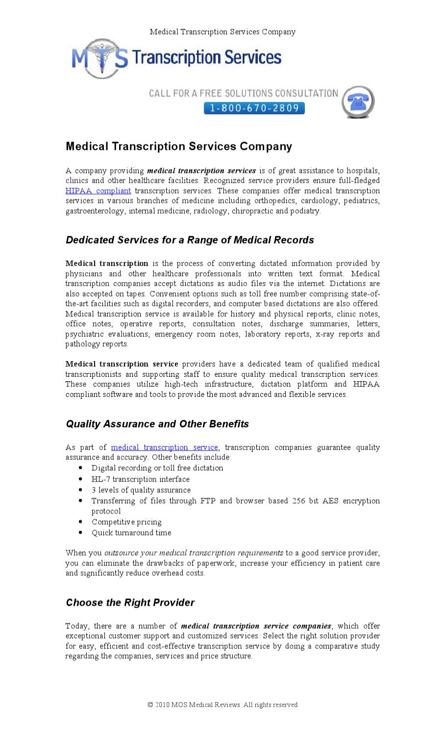 Medical Transcription Services Company by Medical Transcription - Issuu