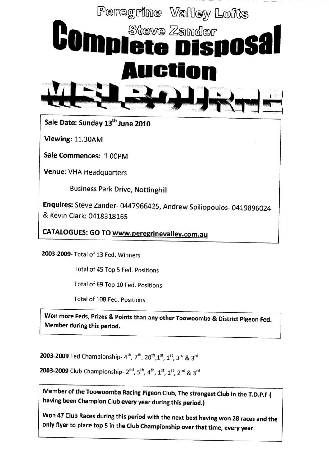 Steve Zander 13th June 2010 by Australian Pigeon Catalogues - Issuu