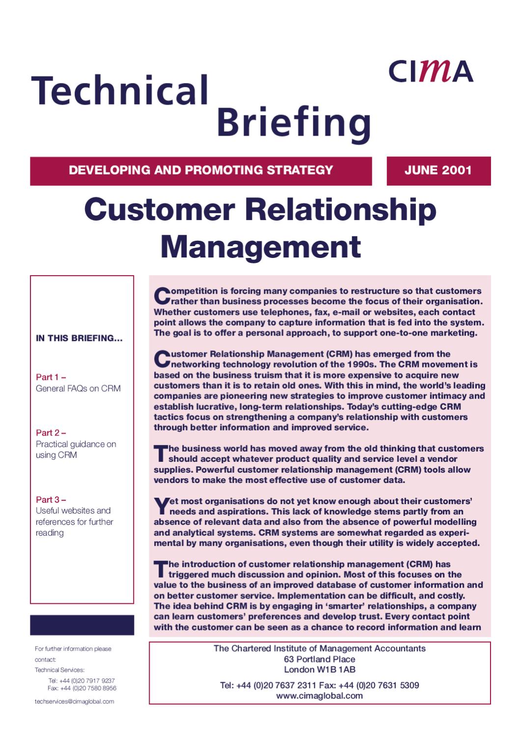 Customer relationship management by Chartered Institute of Management ...