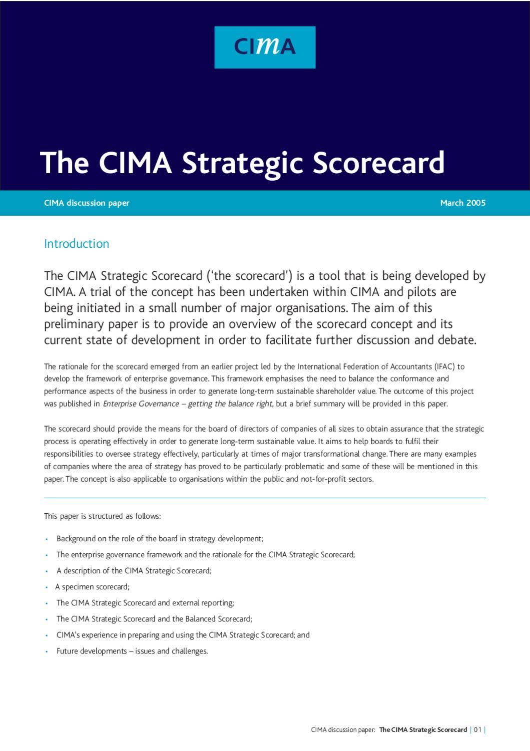 CIMA Strategic Scorecard™: an overview by Chartered Institute of ...