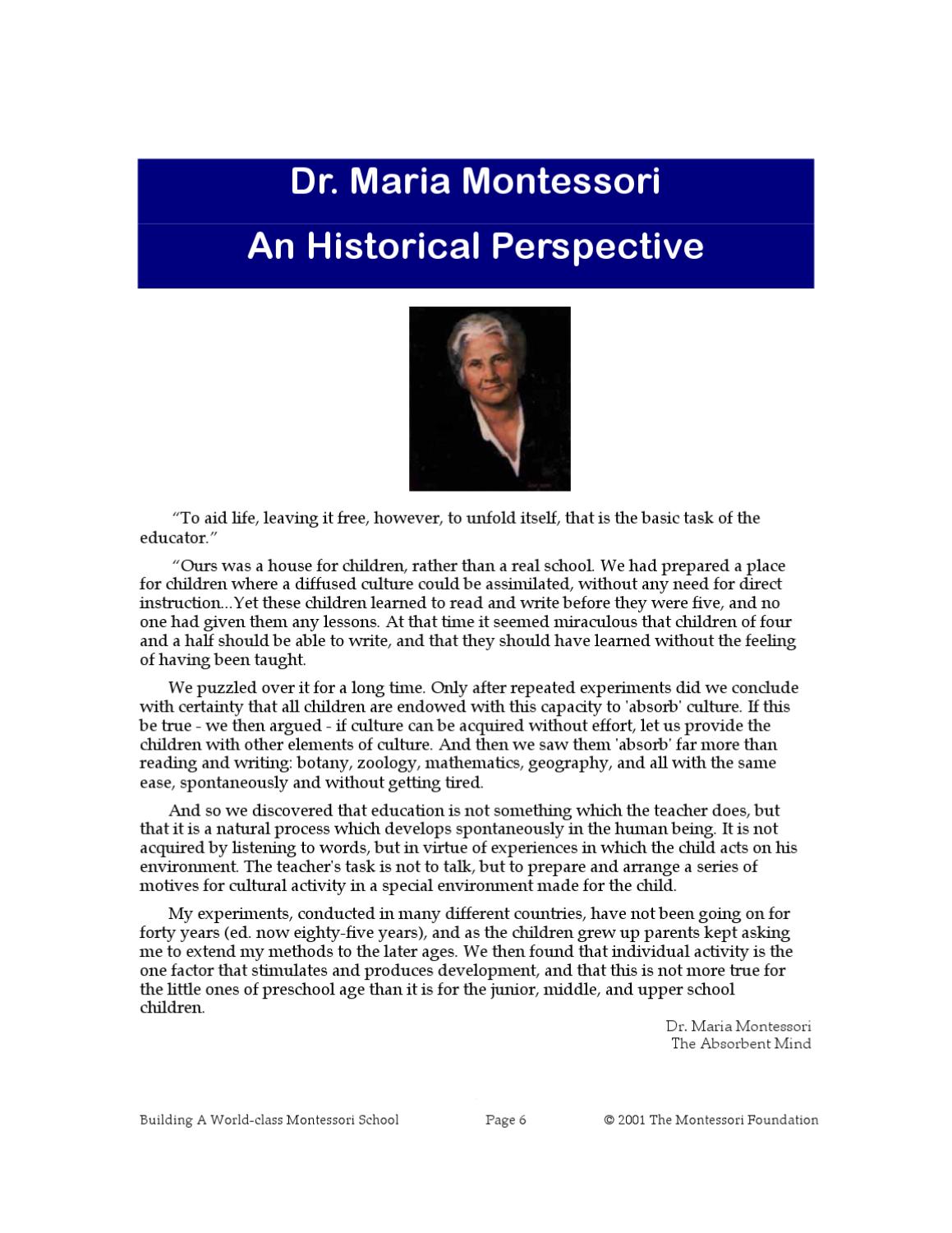 Maria Montessori - A Historical Perspective by The Montessori ...