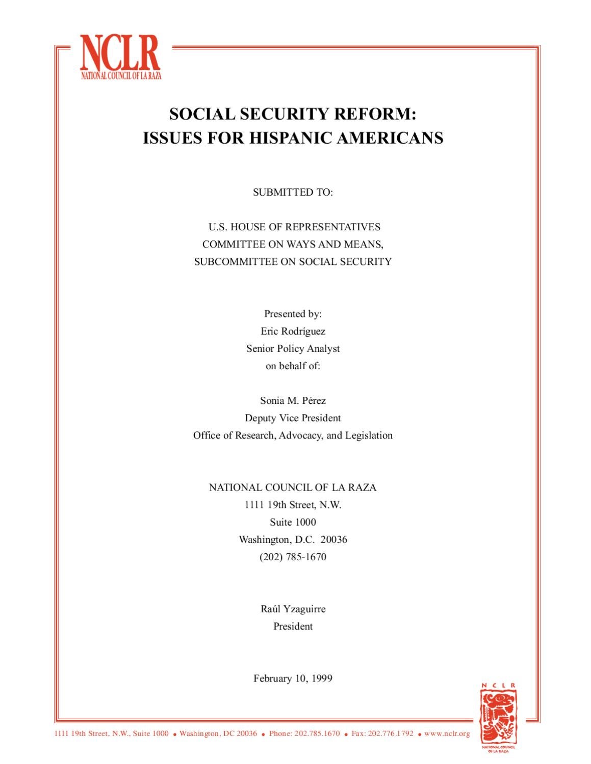 Social Security Reform: Issues for Hispanic Americans by UnidosUS - Issuu