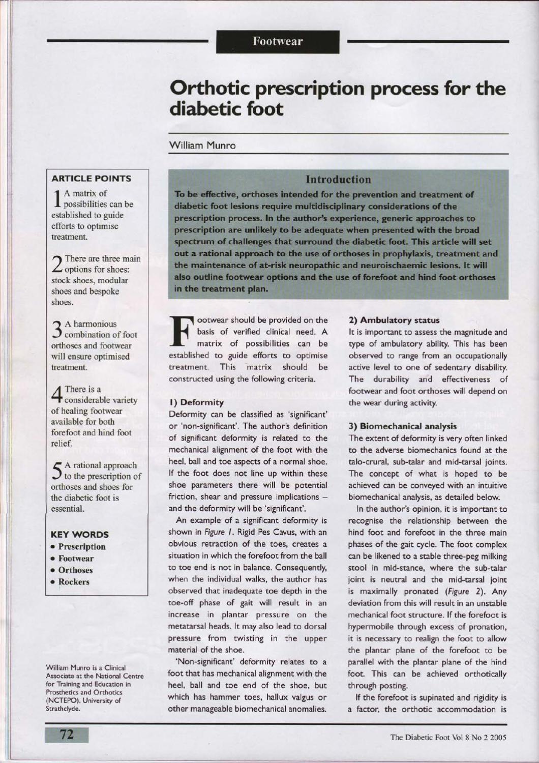 Orthotic Prescription Process for the Diabetic Foot by Anatomical ...