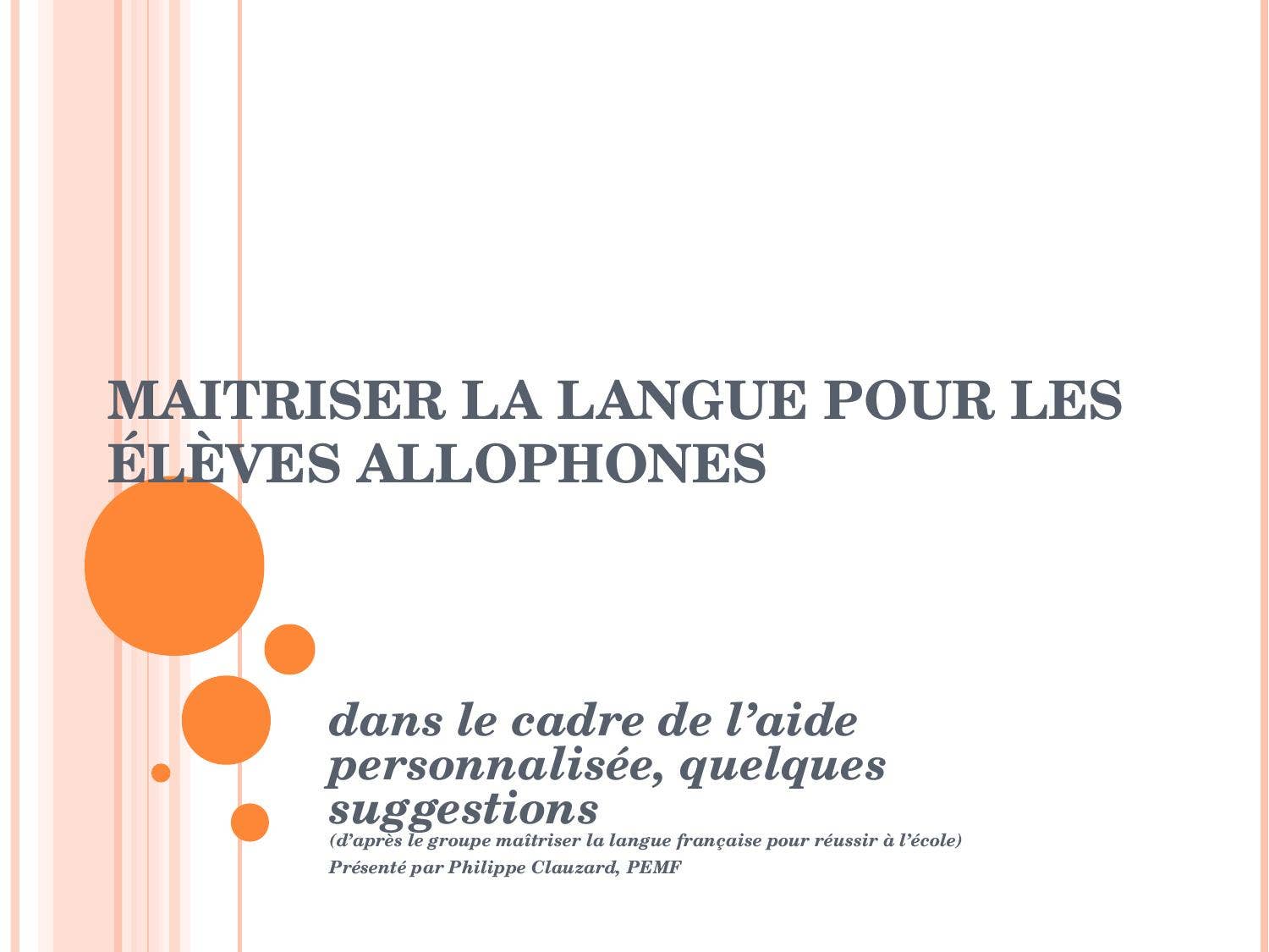 Maitriser la langue francaise pour les élèves allophones by Andy Julien ...