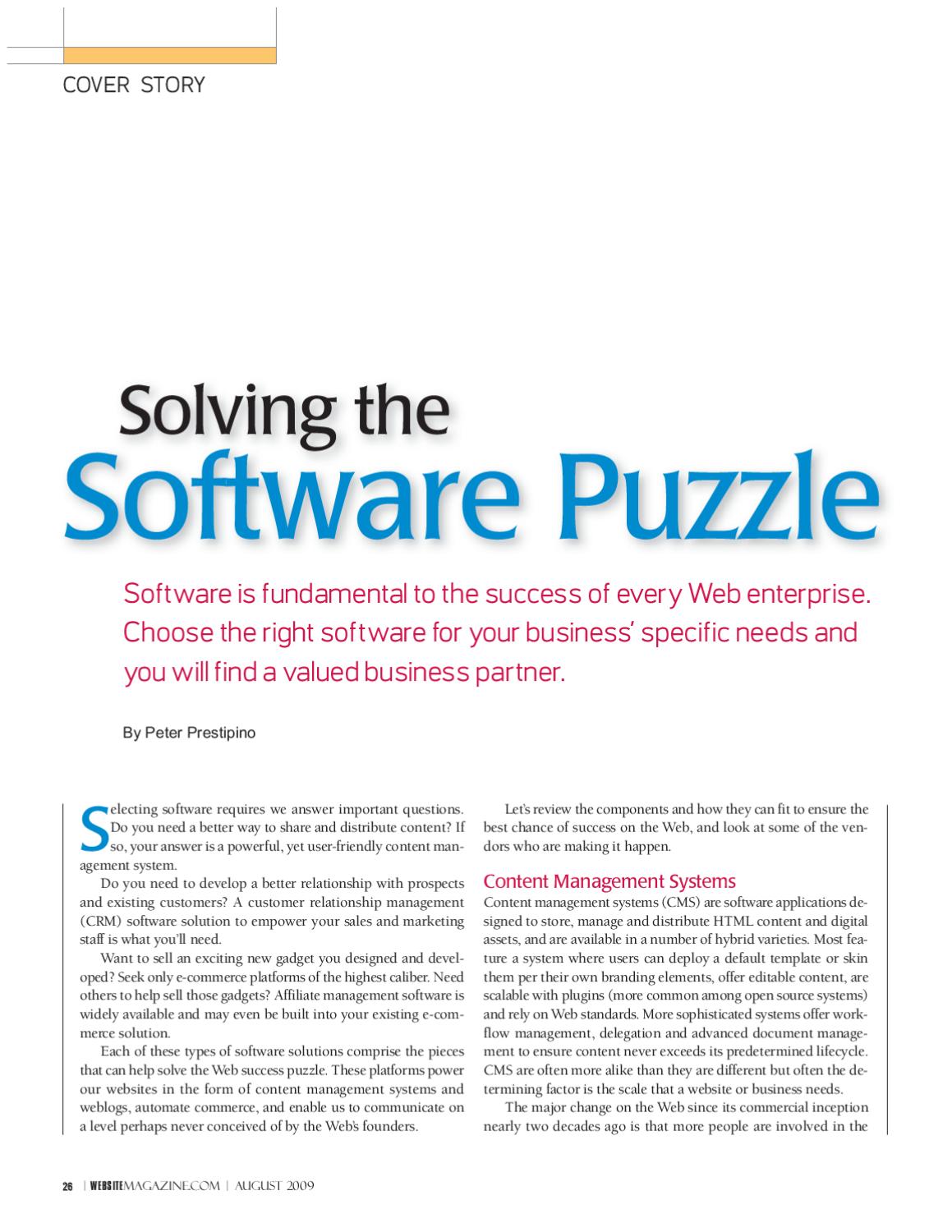 Solving the Software Puzzle by SalesTeam East LLC - Issuu