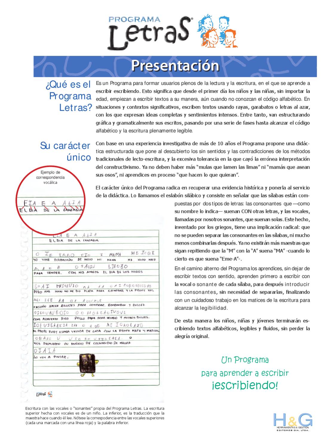 Presentación Programa Letras by Herramientas y Gestion - Issuu