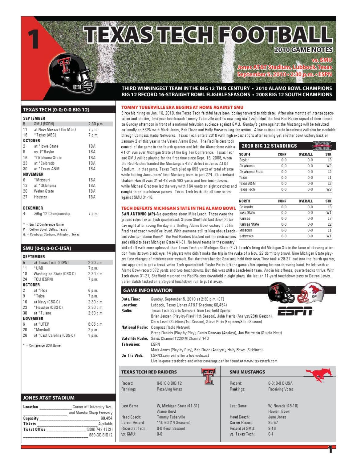 Texas Tech vs. SMU - Weekly Release by Texas Tech Athletics - Issuu