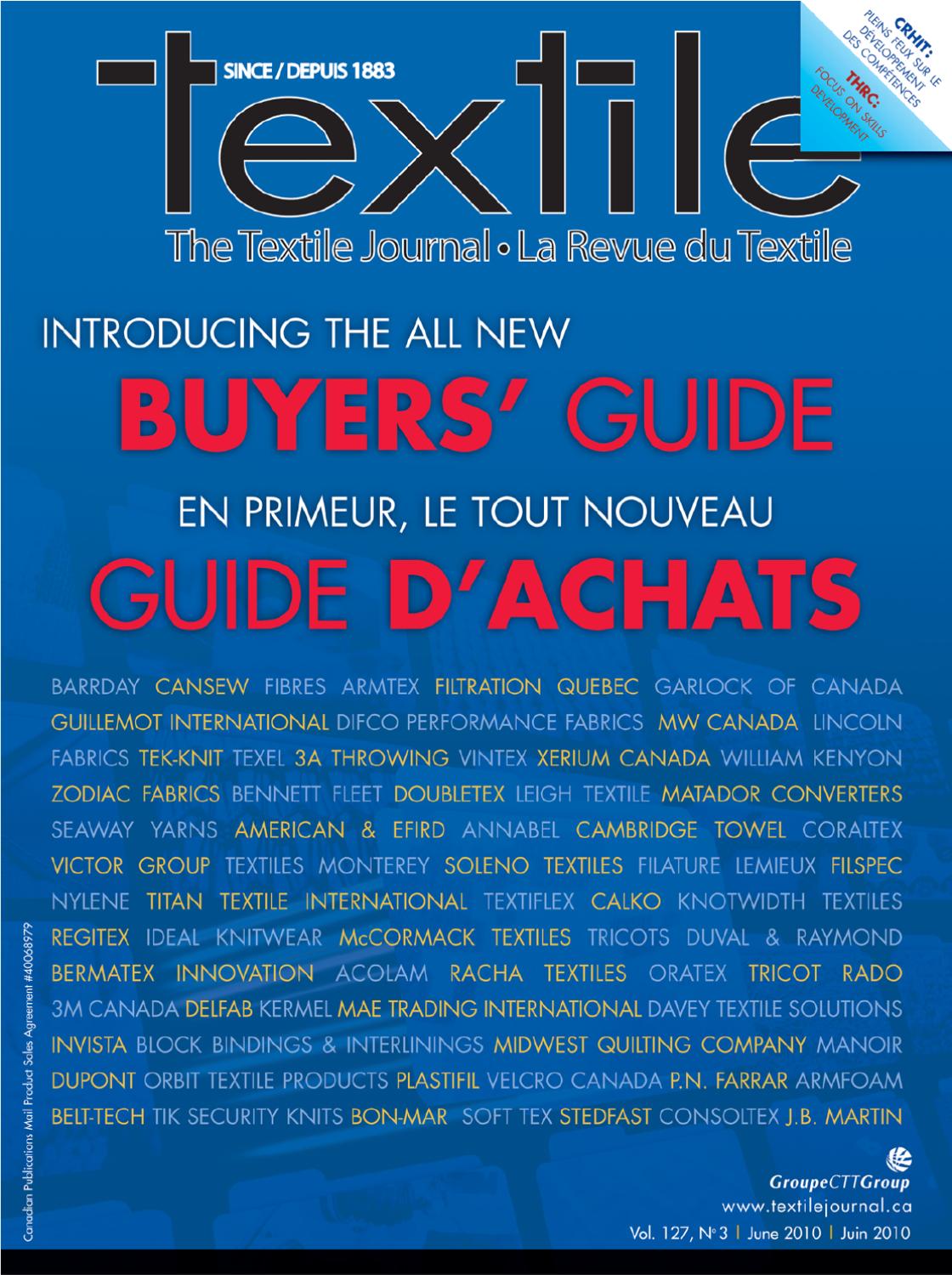 Volume 127#3 - July 2010 - Juillet 2010 by The Textile Journal - Issuu
