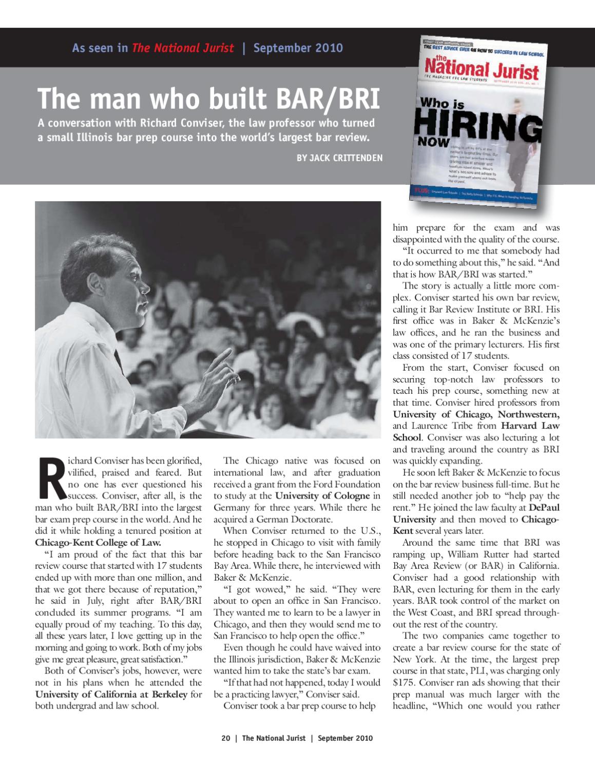 Prof. Richard Conviser: "The Man Who Built BAR/BRI" by Chicago-Kent ...