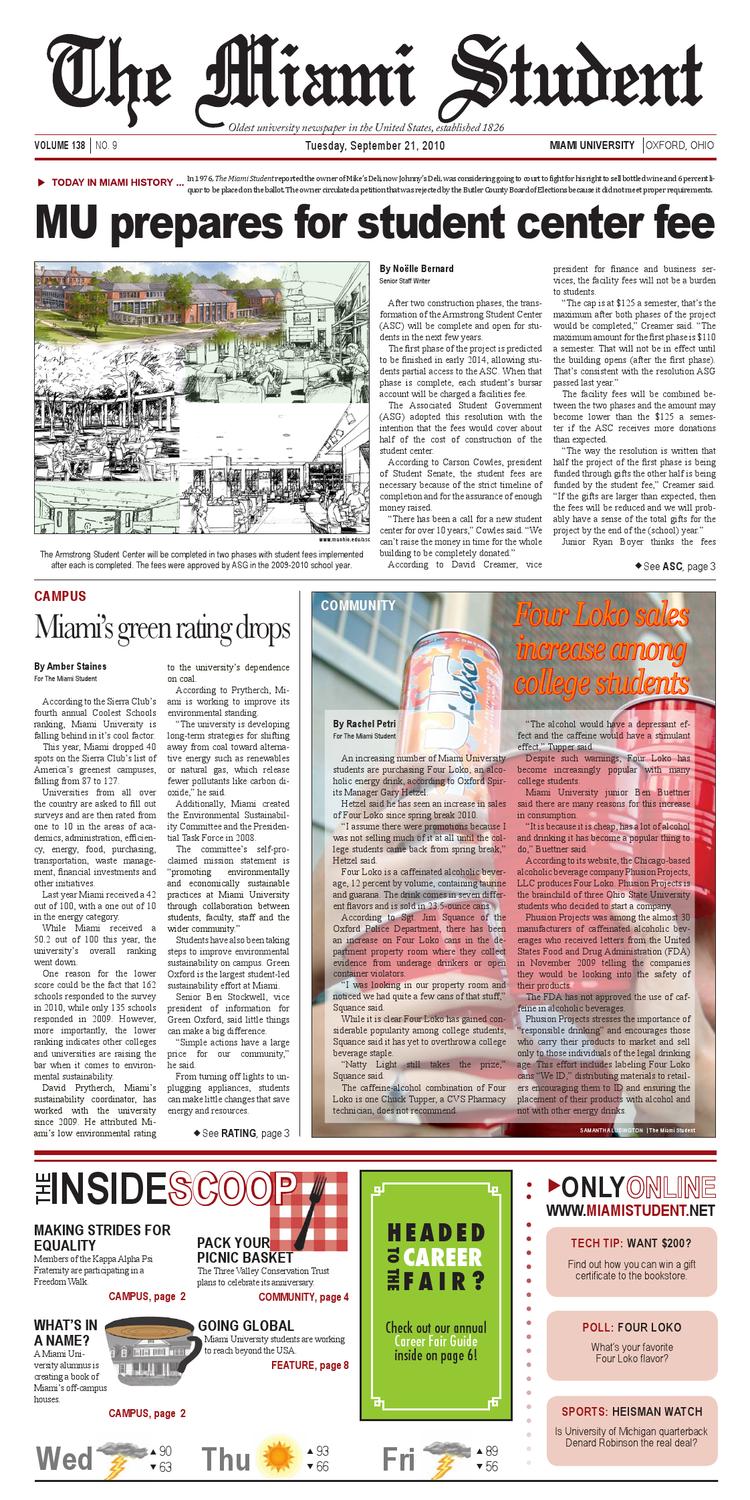 Sep. 21, 2010 | The Miami Student by The Miami Student - Issuu