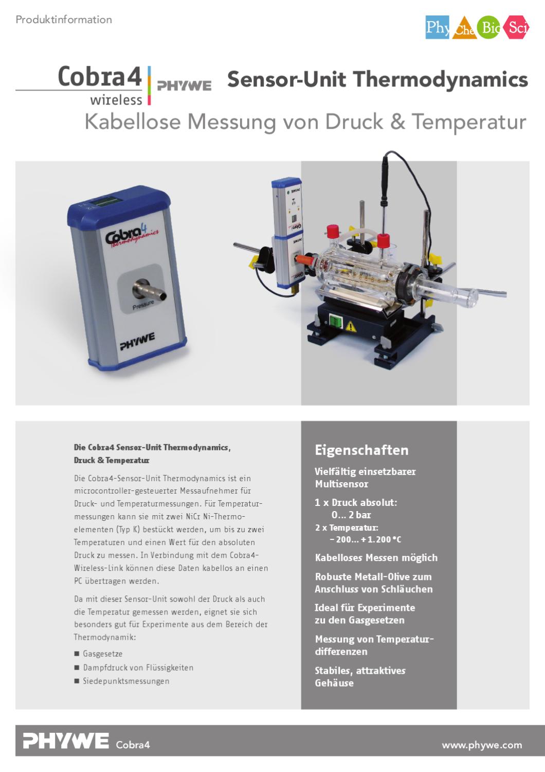 DE Cobra4 Sensor-Unit Thermodynamics by PHYWE Systeme GmbH & Co KG - Issuu
