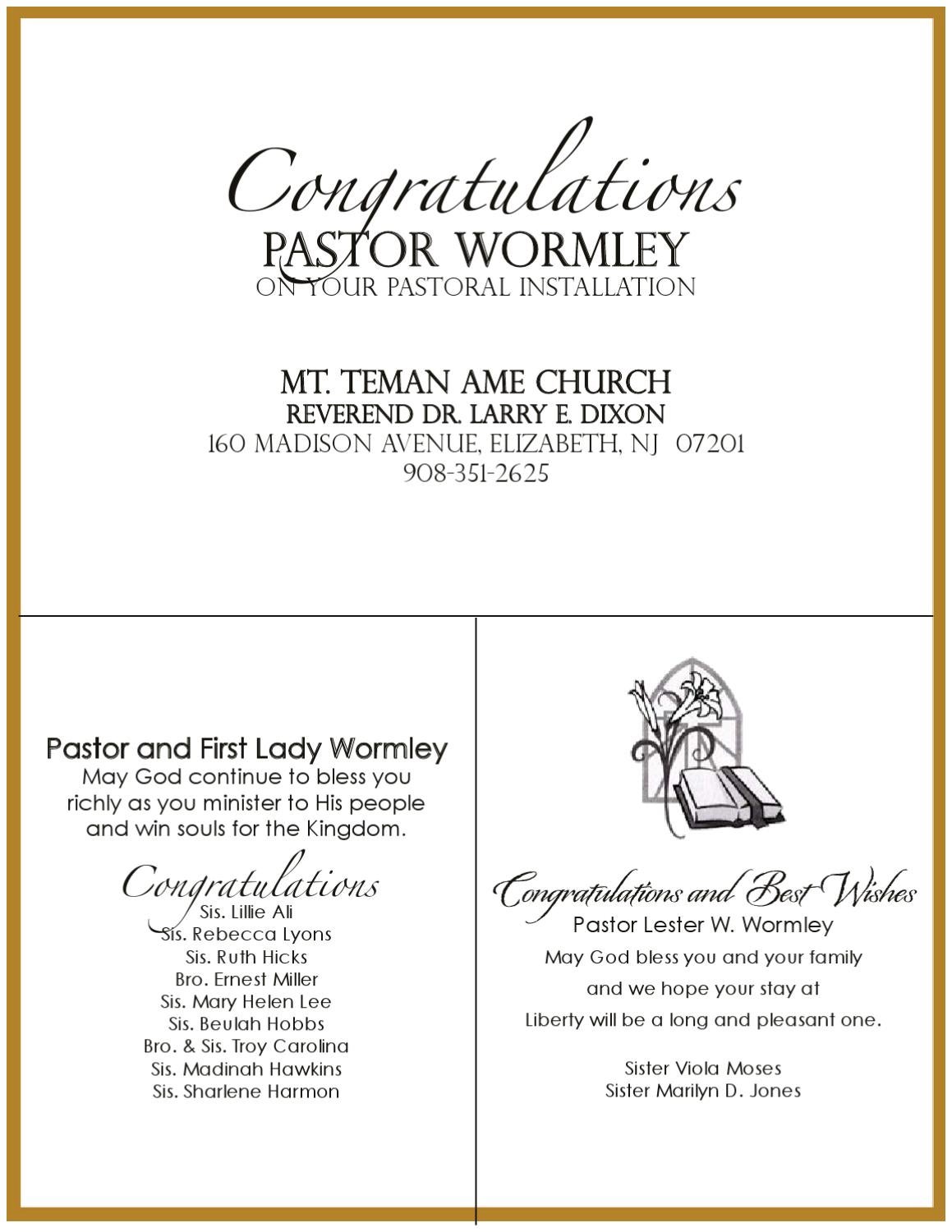 Pastor Wormley Installation Journal by MLDCommunications - Issuu