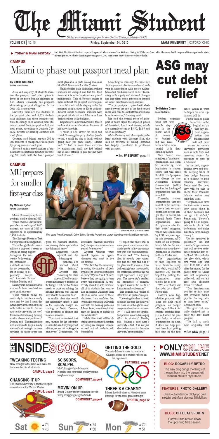 Sep. 24, 2010 | The Miami Student by The Miami Student - Issuu