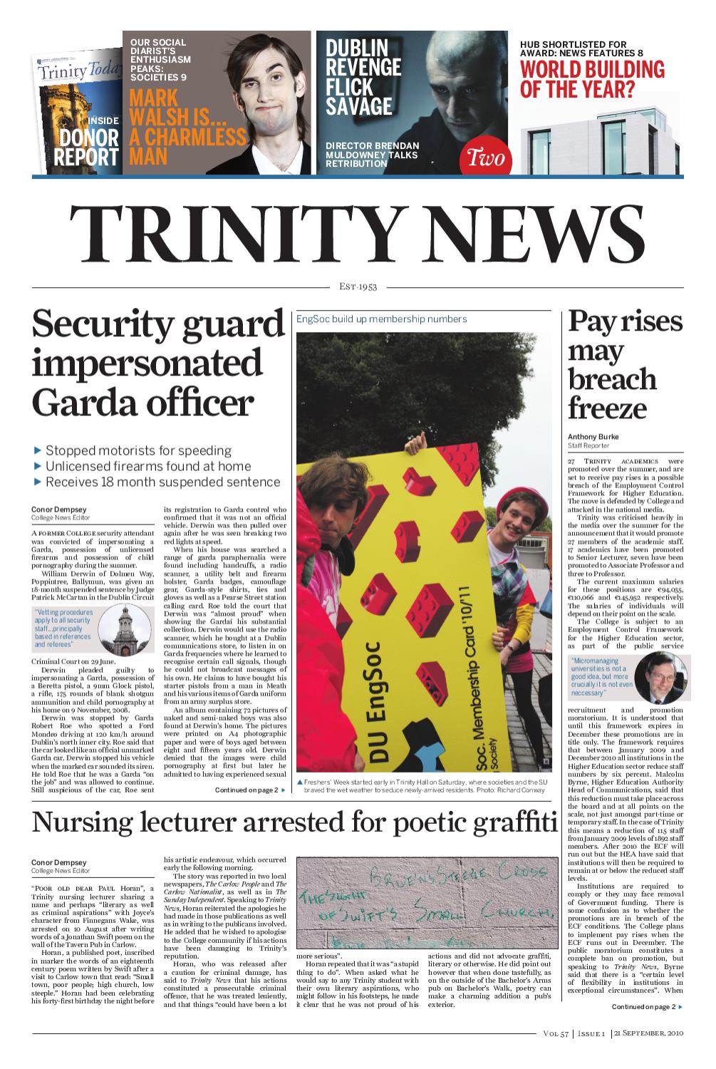 Trinity News Issue 1, September 21st 2010 by Trinity News - Issuu