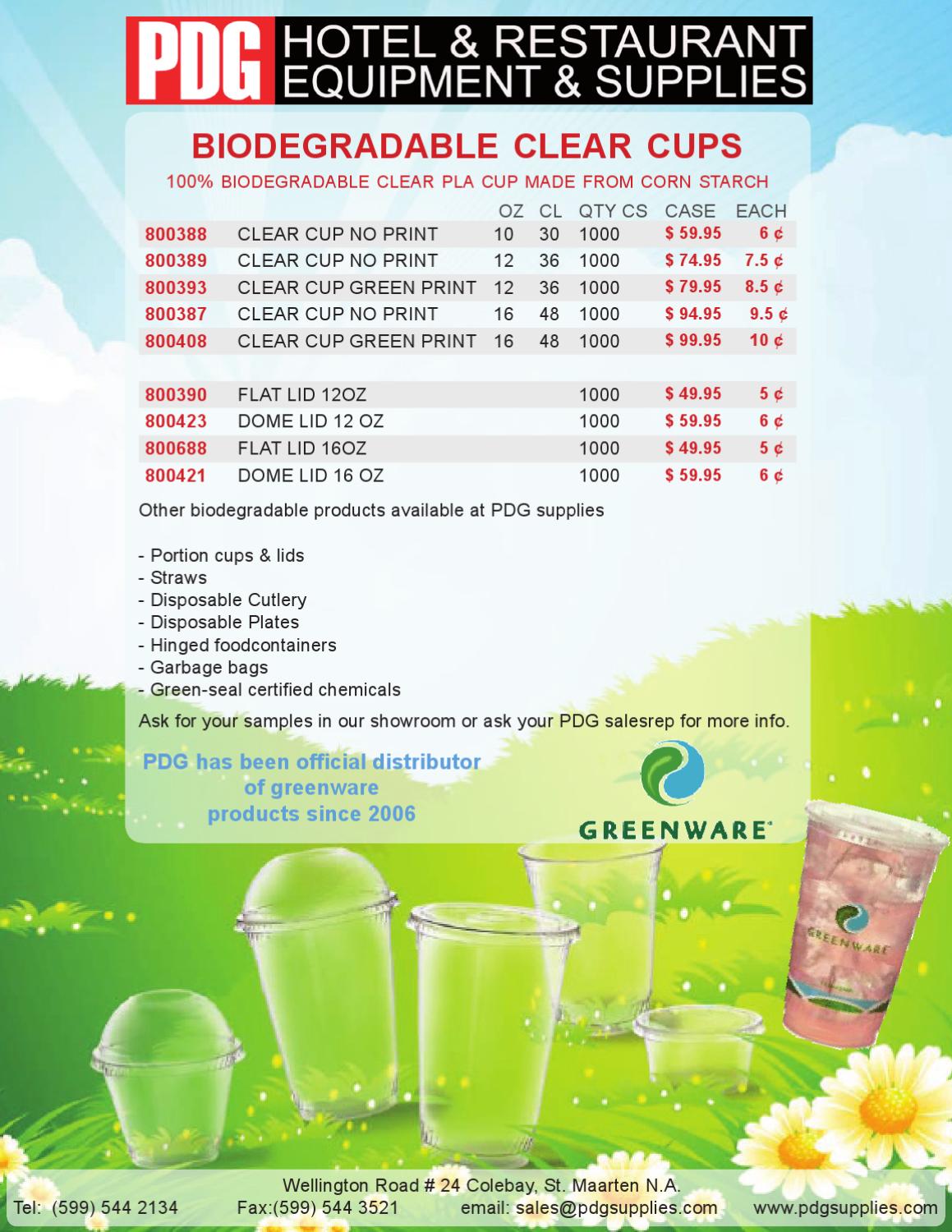 GREENWARE BIODEGRADABLE CUPS by PDG SUPPLIES - Issuu