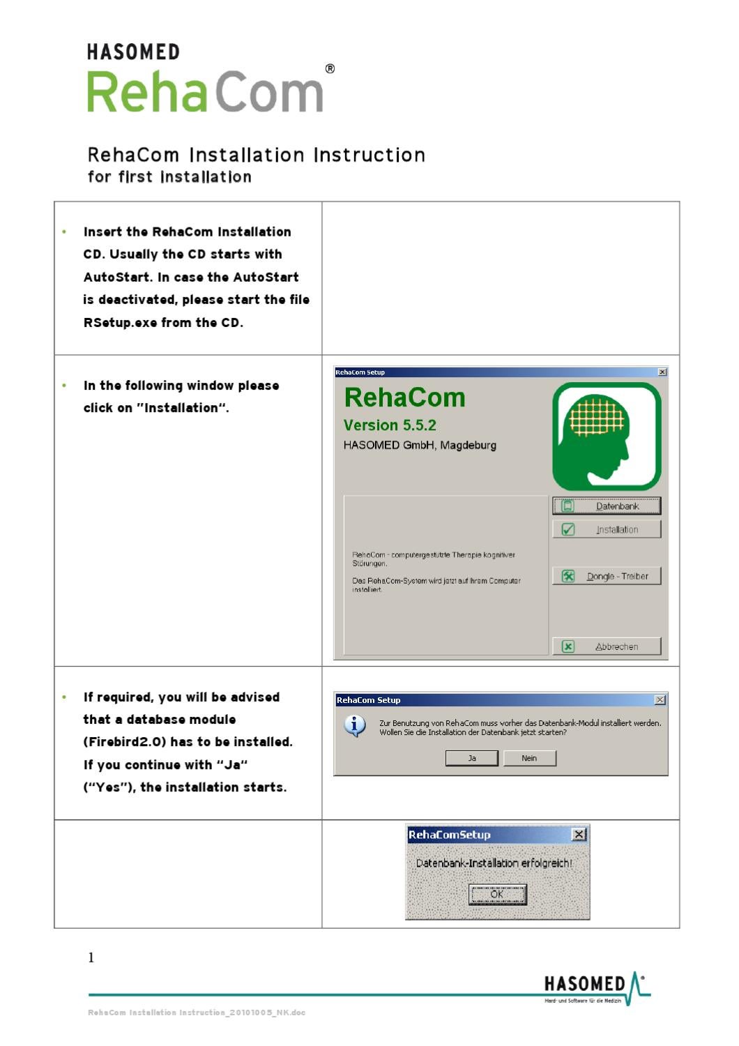 RehaCom Installation by Anatomical Concepts (UK) Ltd - Issuu